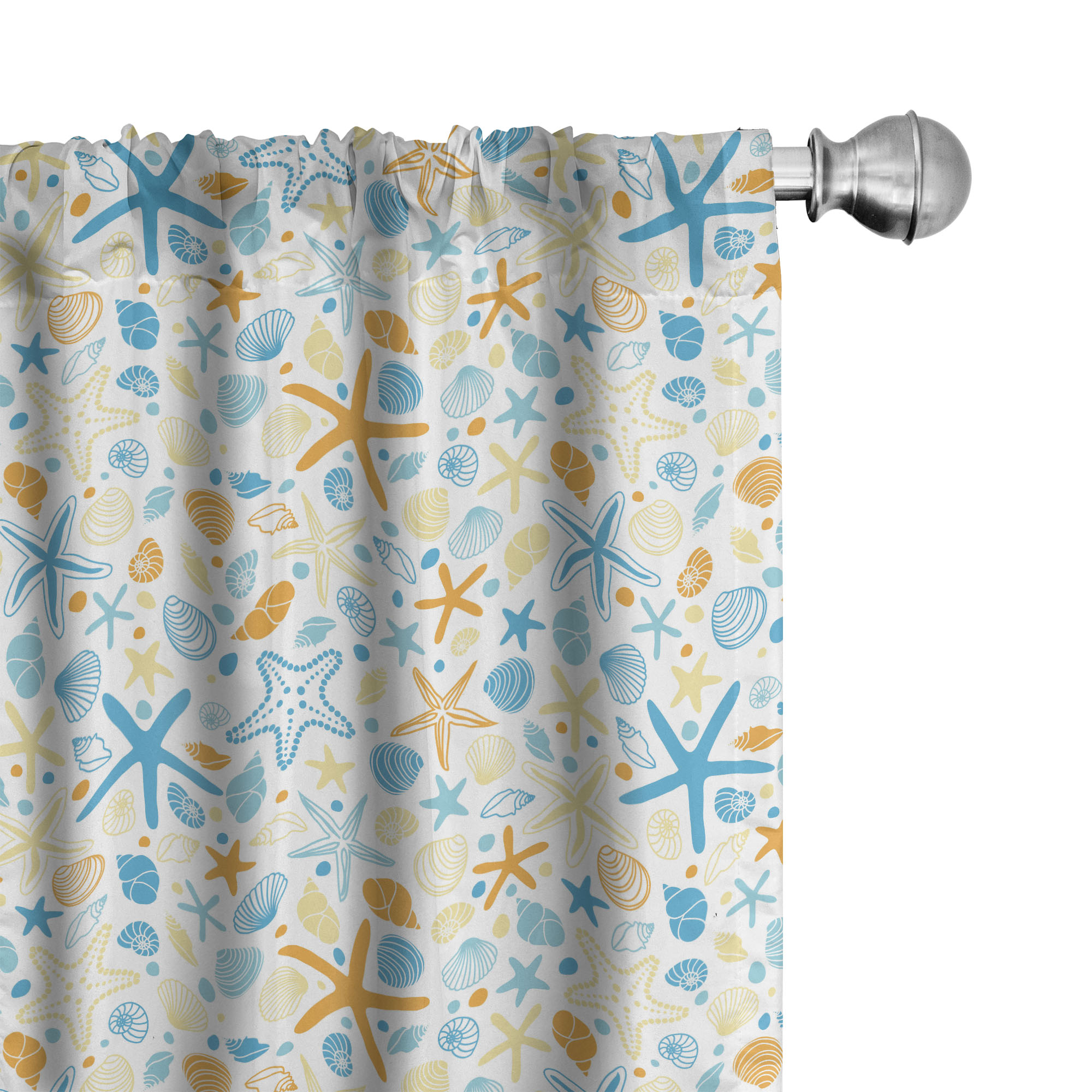 Ambesonne Starfish Curtains, Seashell Silhouettes, Pair of 28"x95 ...