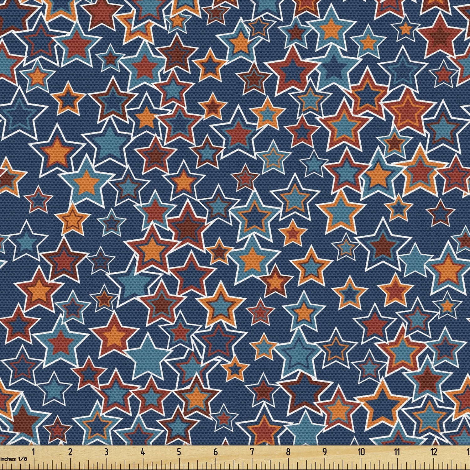 Ambesonne Stars Fabric by the Yard Upholstery, Abstract Stars on Blue ...