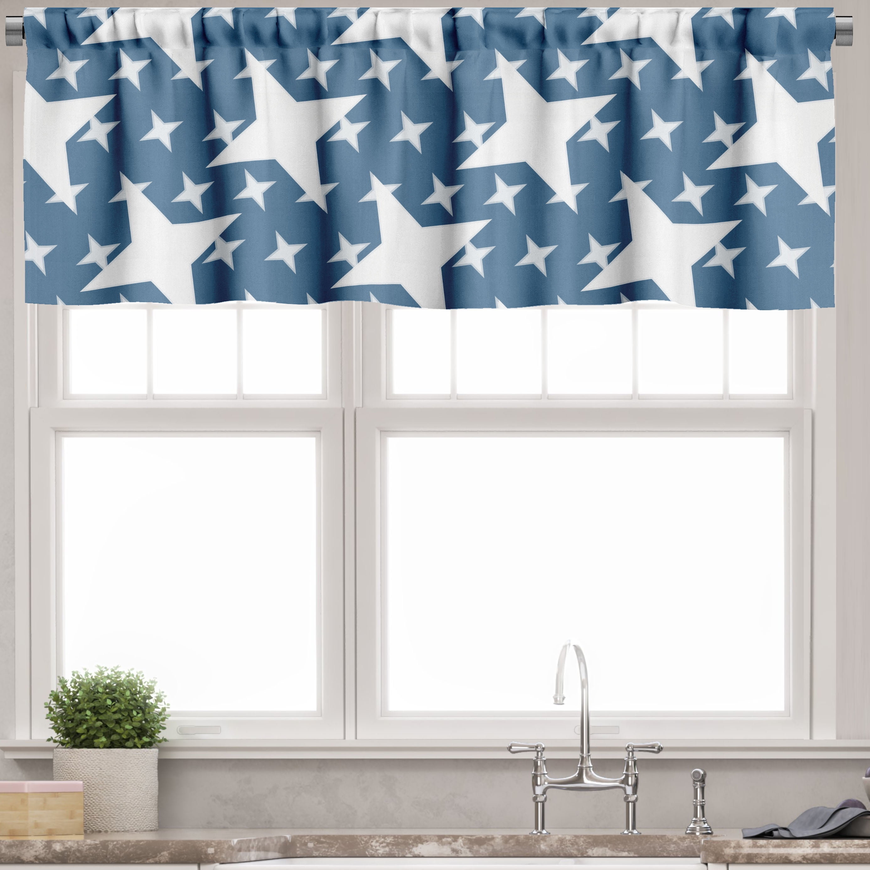 Ambesonne Stars Window Valance Small And Bigger Ornaments 54 X 12