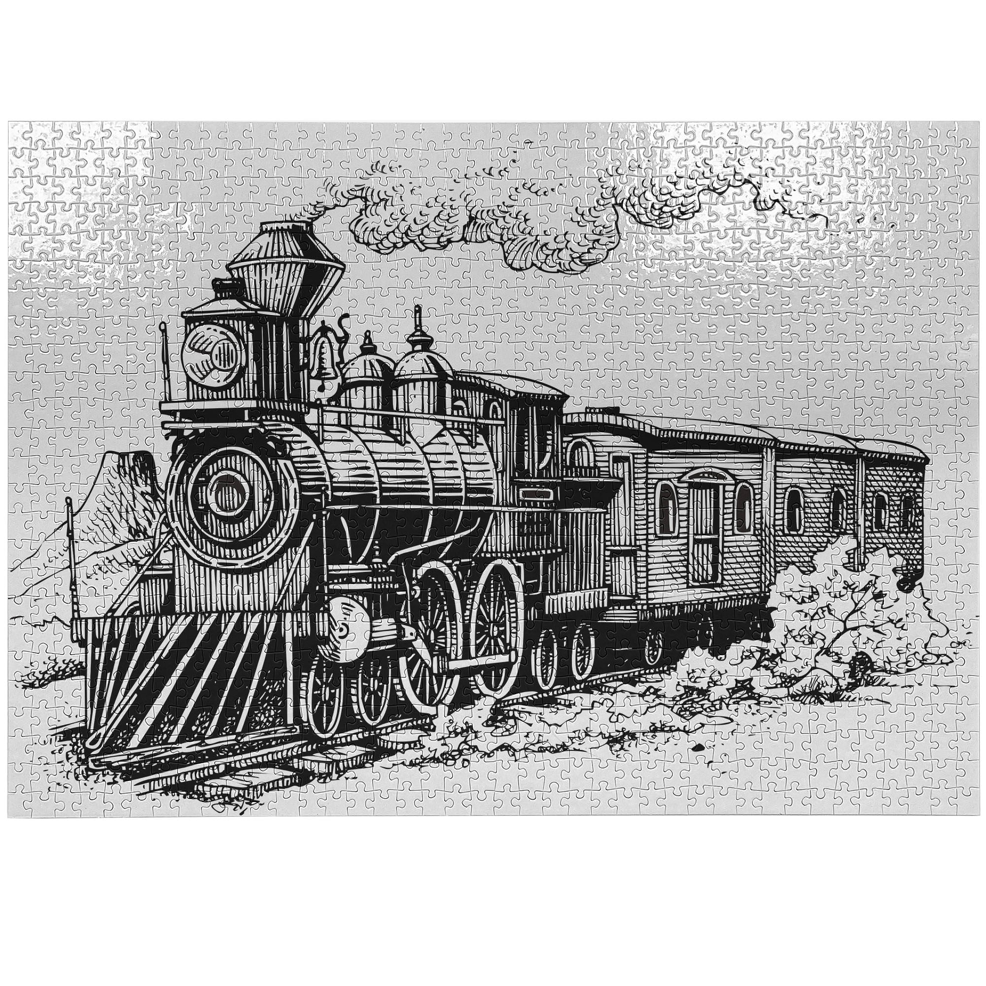 Ambesonne Steam Engine Jigsaw Puzzle, Rustic Old Train, Heirloom ...