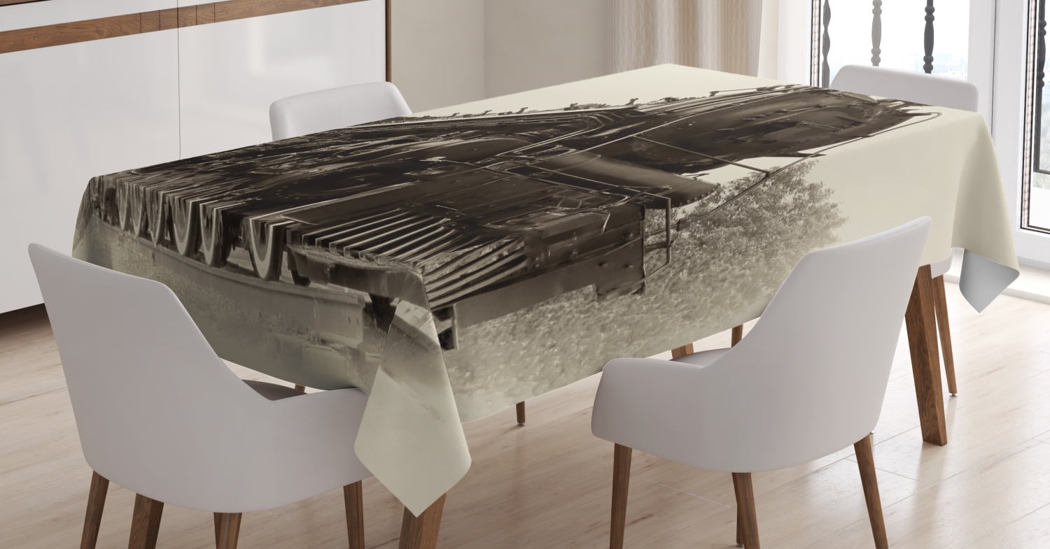 Ambesonne Steam Engine Tablecloth Rectangular Table Cover, Antique ...