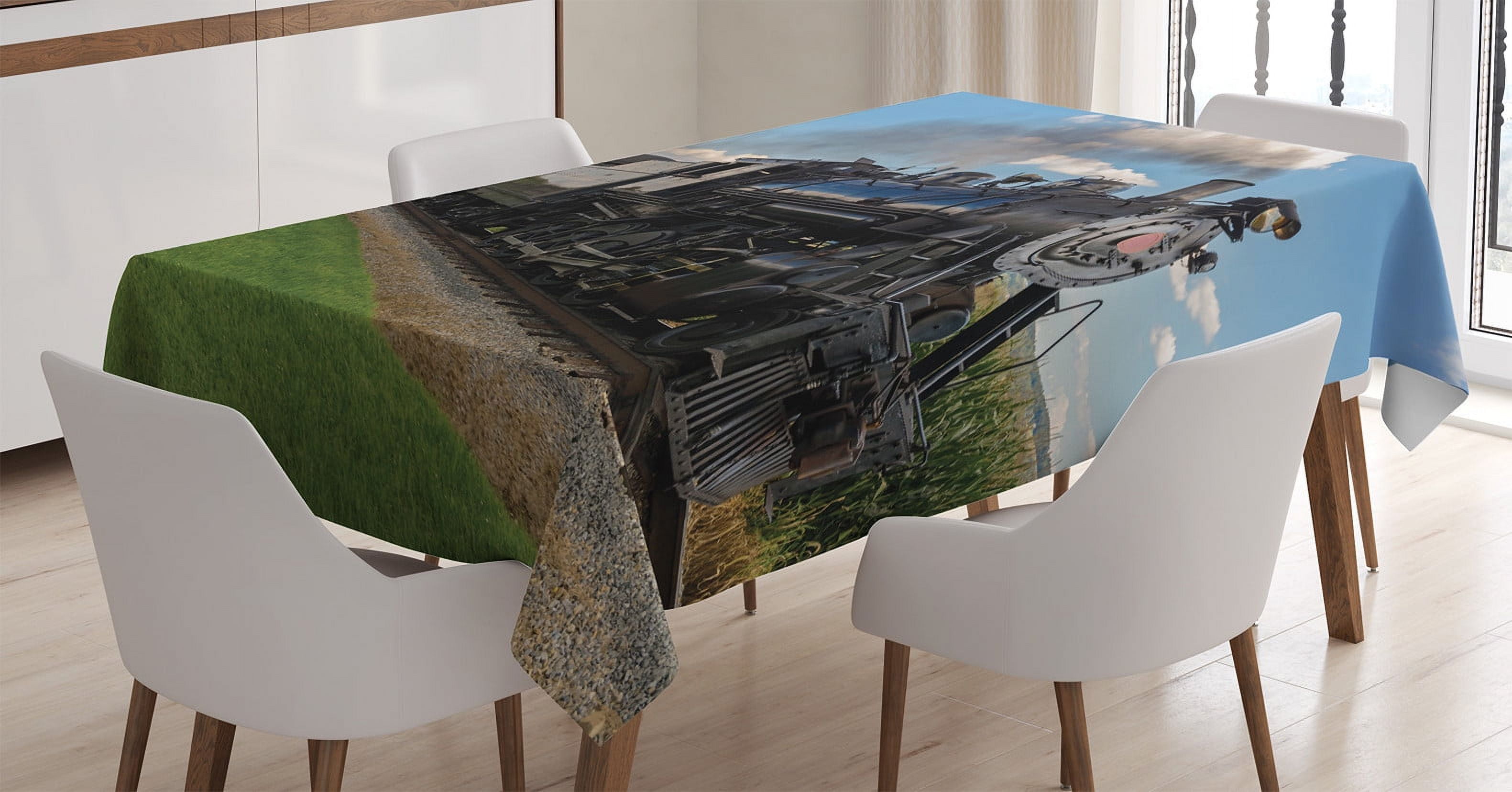 Ambesonne Steam Engine Tablecloth Rectangular Table Cover, Countryside ...