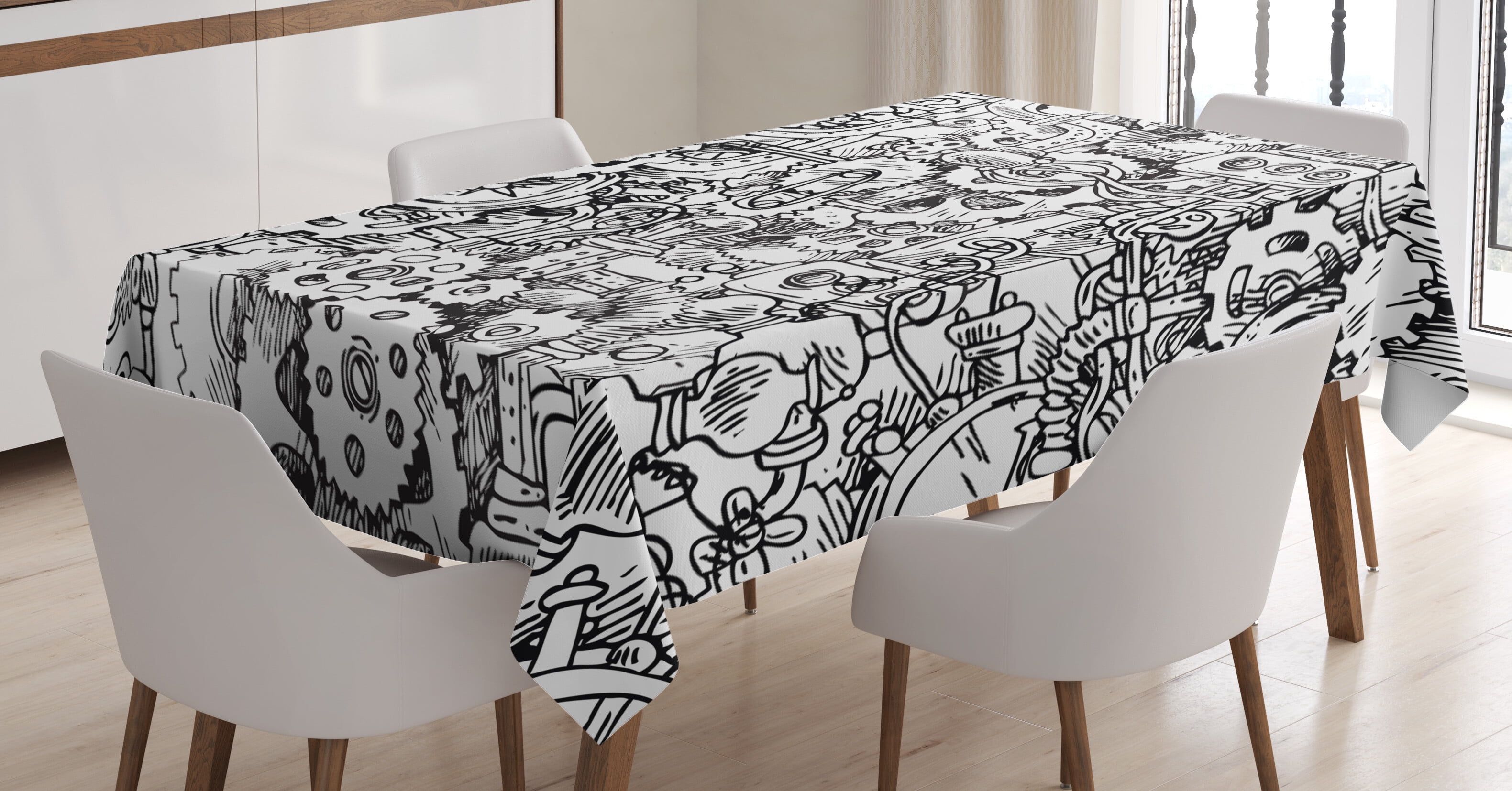 Ambesonne Steampunk Tablecloth Rectangular Table Cover, Manufacturing ...