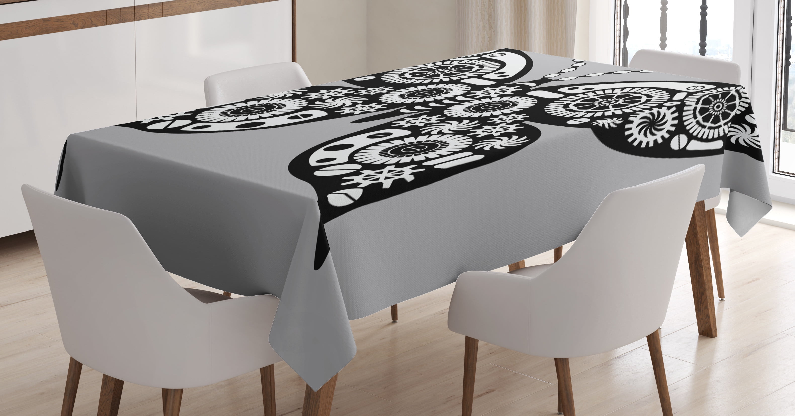Ambesonne Steampunk Tablecloth Rectangular Table Cover, Silhouette ...