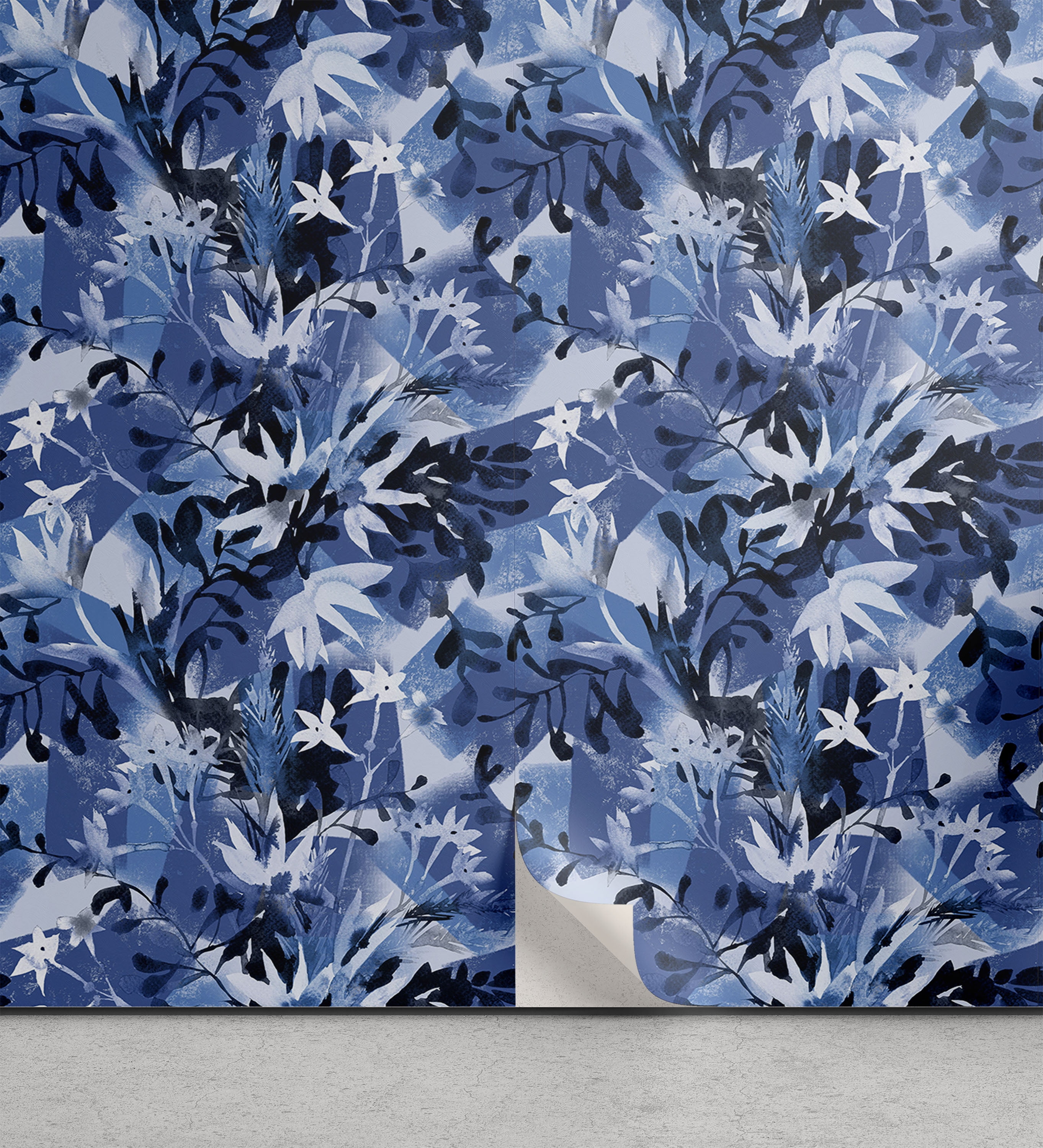 Ambesonne Stem Pattern Peel & Stick Wallpaper for Home, Retro Flowers ...