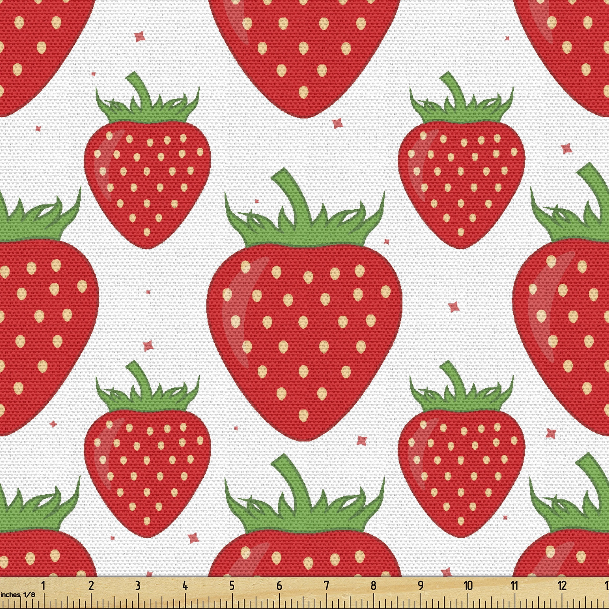 Ambesonne Strawberry Fabric by the Yard Upholstery, Red Berry Fruits ...