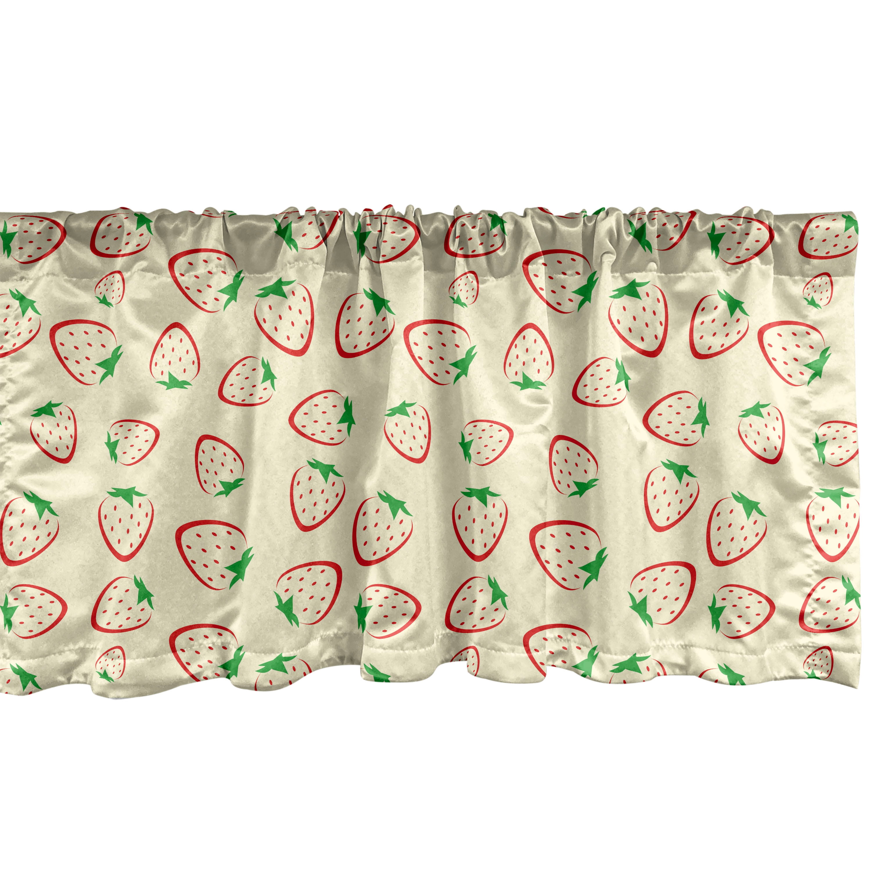 Ambesonne Strawberry Window Valance, Repetitive Pattern of Summer Fruit ...