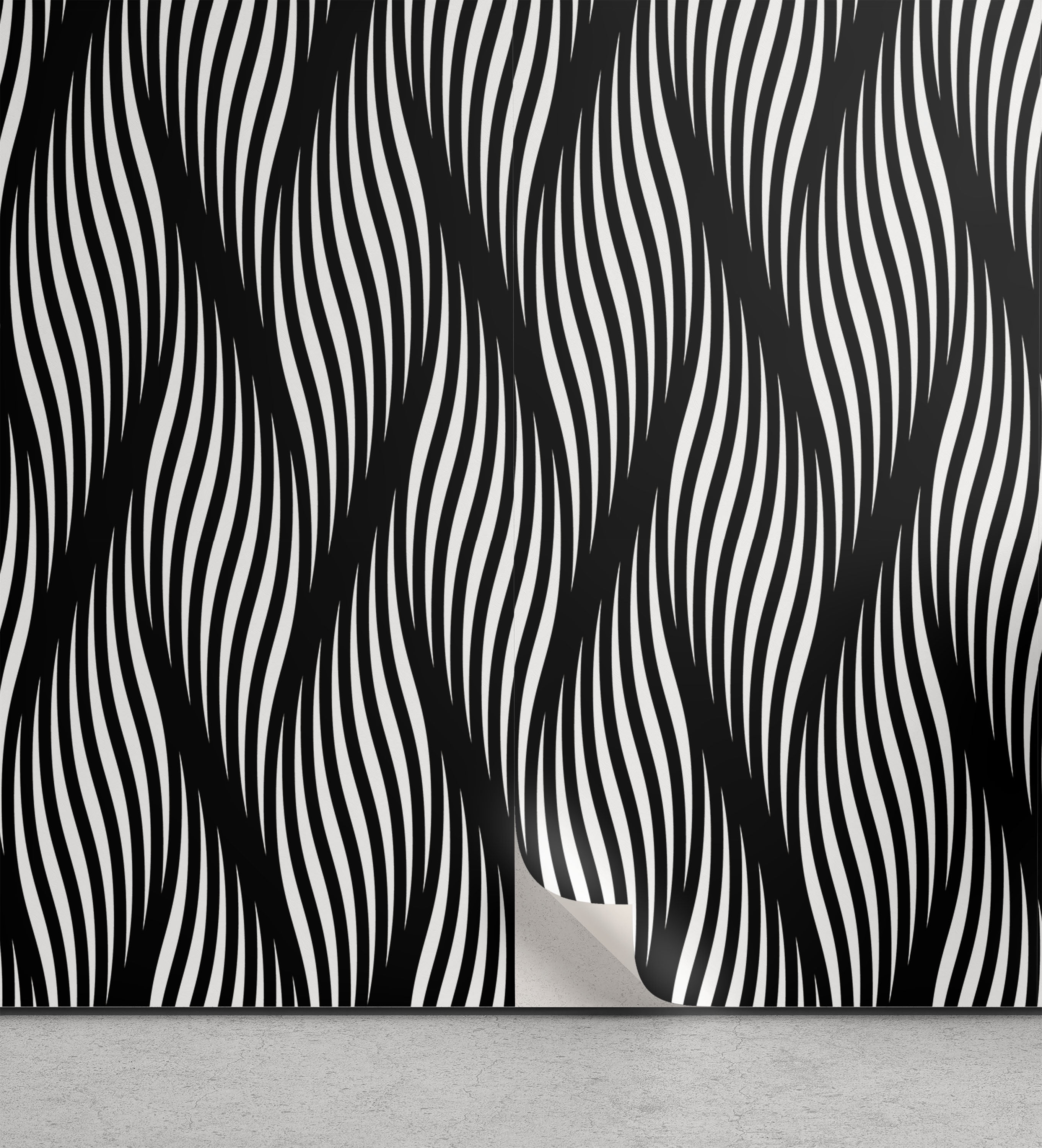 Ambesonne Stripe Peel & Stick Wallpaper for Home, Modern Swirling ...