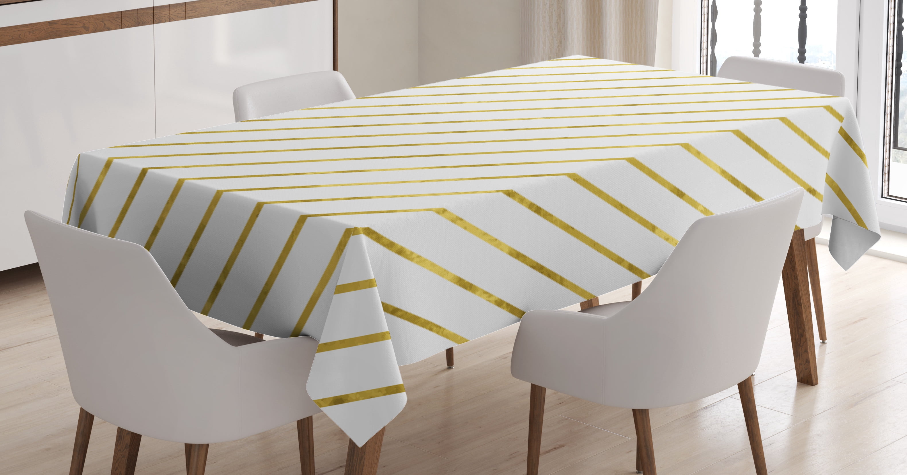 Ambesonne Striped Tablecloth Rectangular Table Cover, Geometric and ...