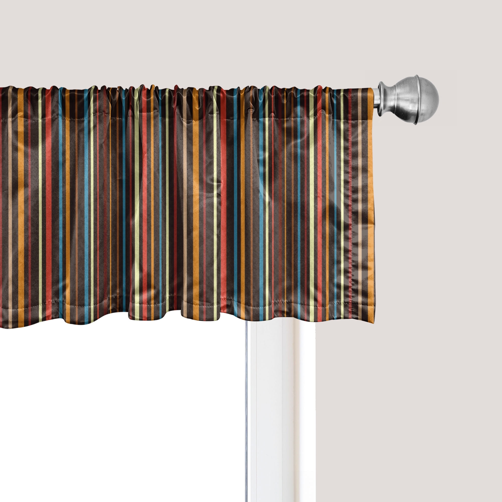 Ambesonne Striped Window Valance, Colorful Vertical Lines, 54" X 18 ...