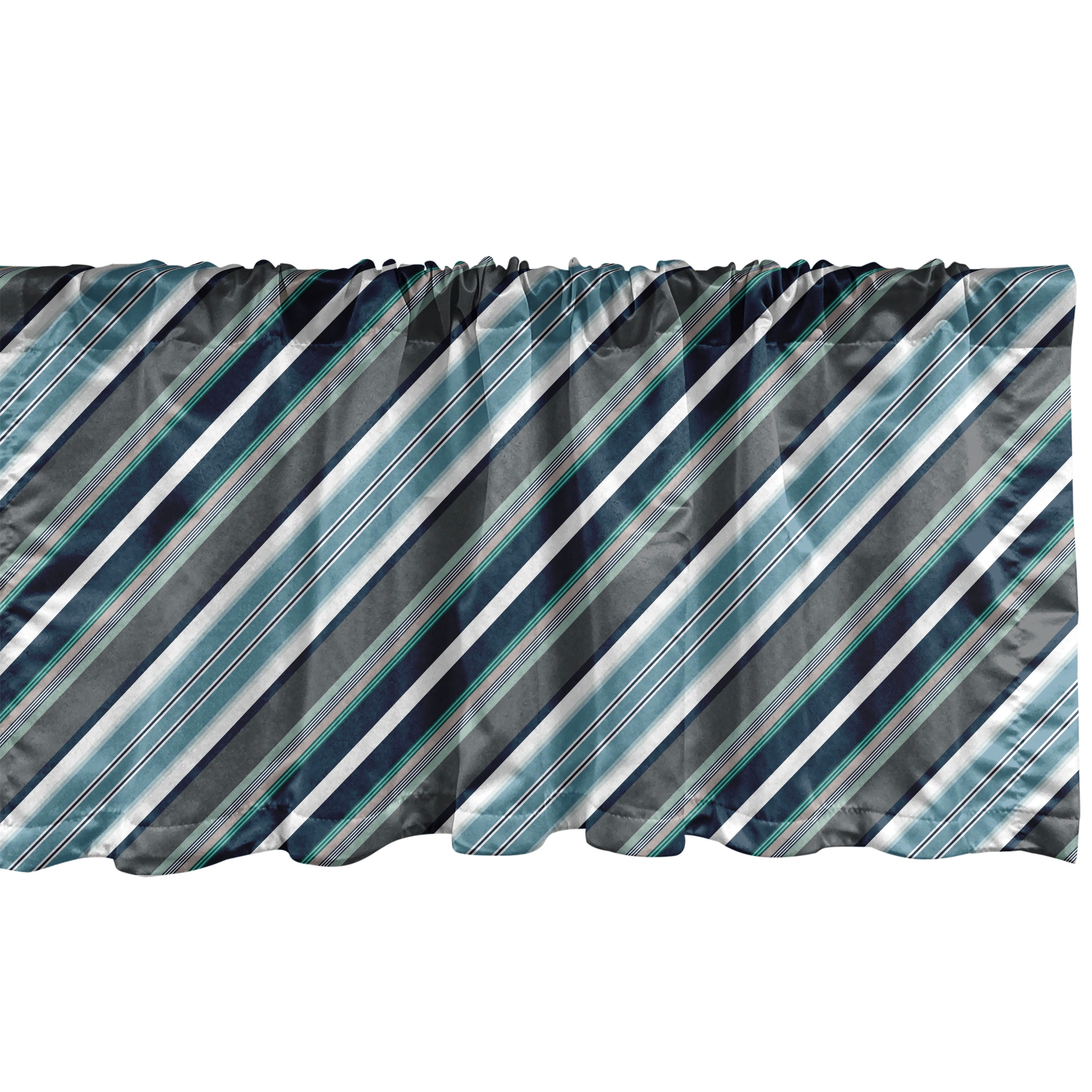 Ambesonne Striped Window Valance, Grey and Blue Diagonal, 54" X 12 ...