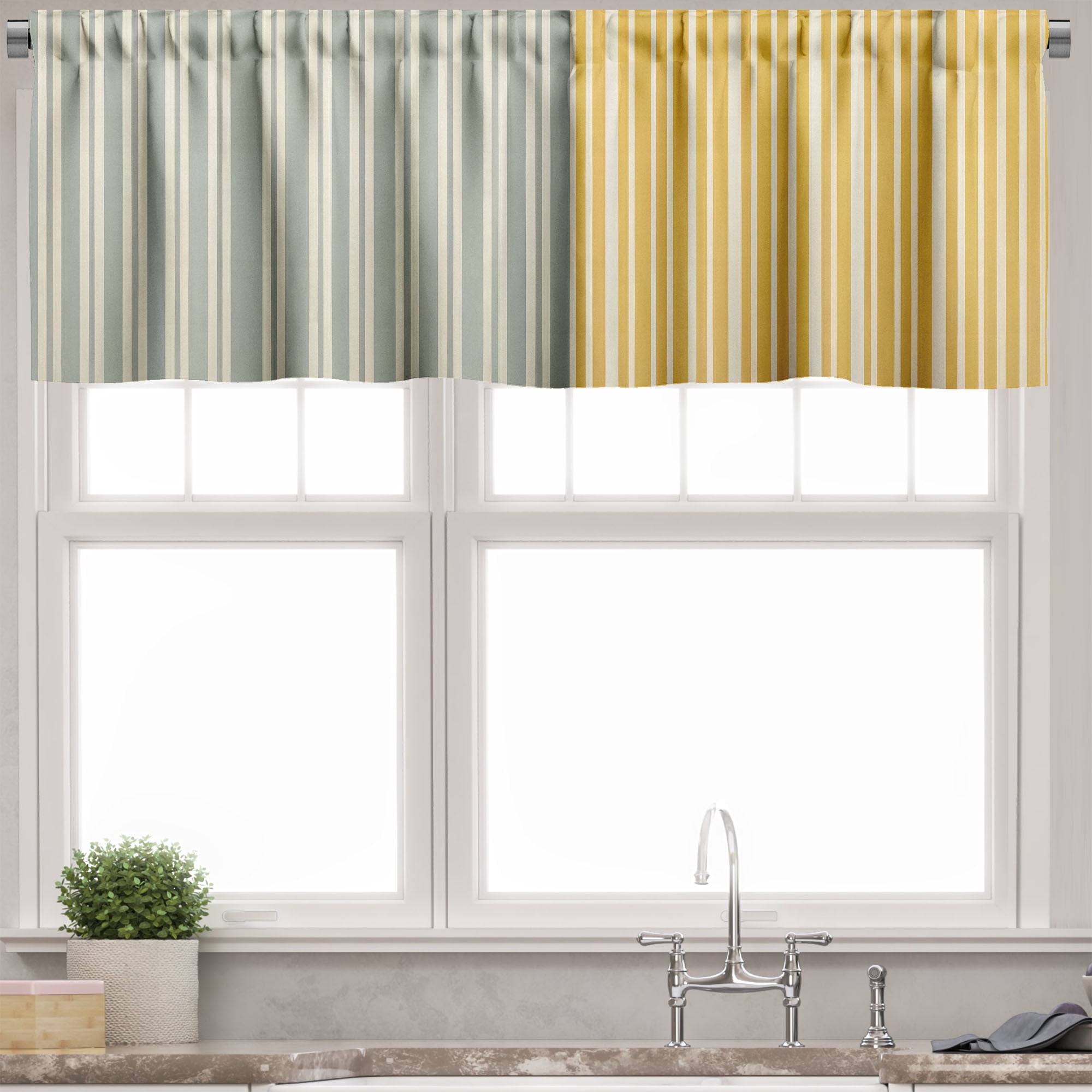 Ambesonne Stripes Window Valance, Simple Bohemian Farmhouse, 54" X 12 ...