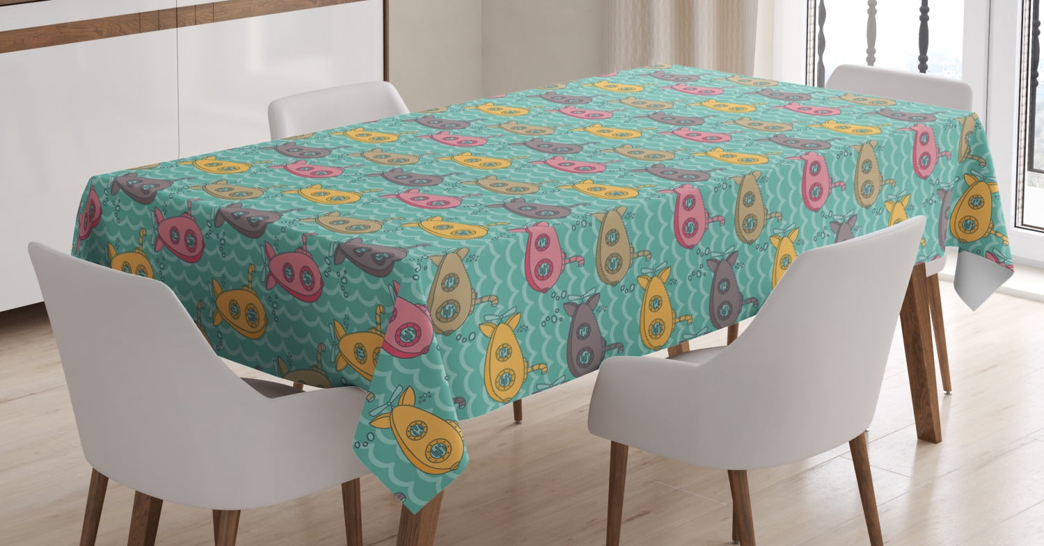 Ambesonne Submarine Tablecloth Rectangular Table Cover, Cartoon ...