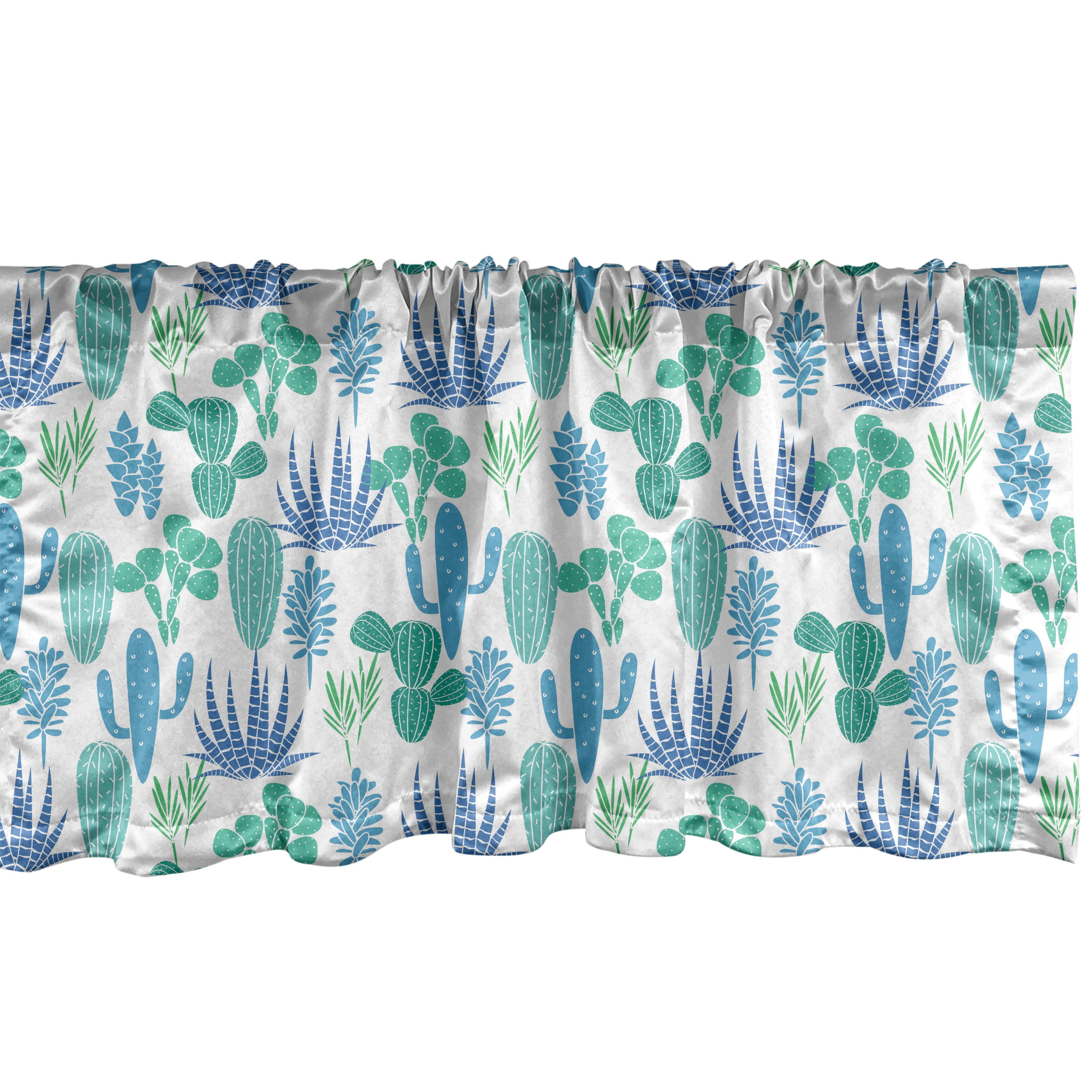 Ambesonne Succulent Window Valance, Blue Green Cacti Plants, 54" X 12 ...