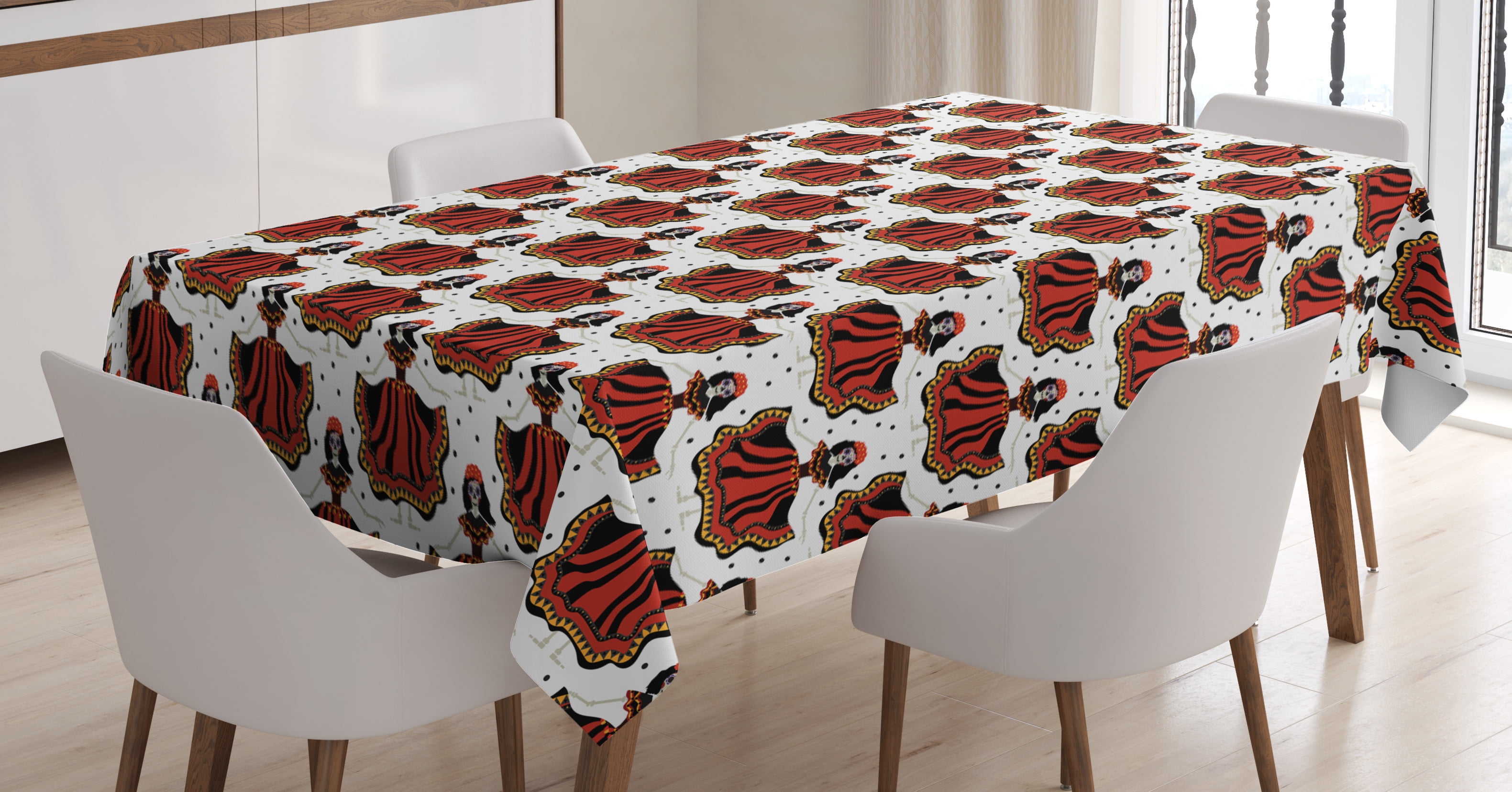 Ambesonne Sugar Skull Tablecloth Rectangular Table Cover, Calavera ...