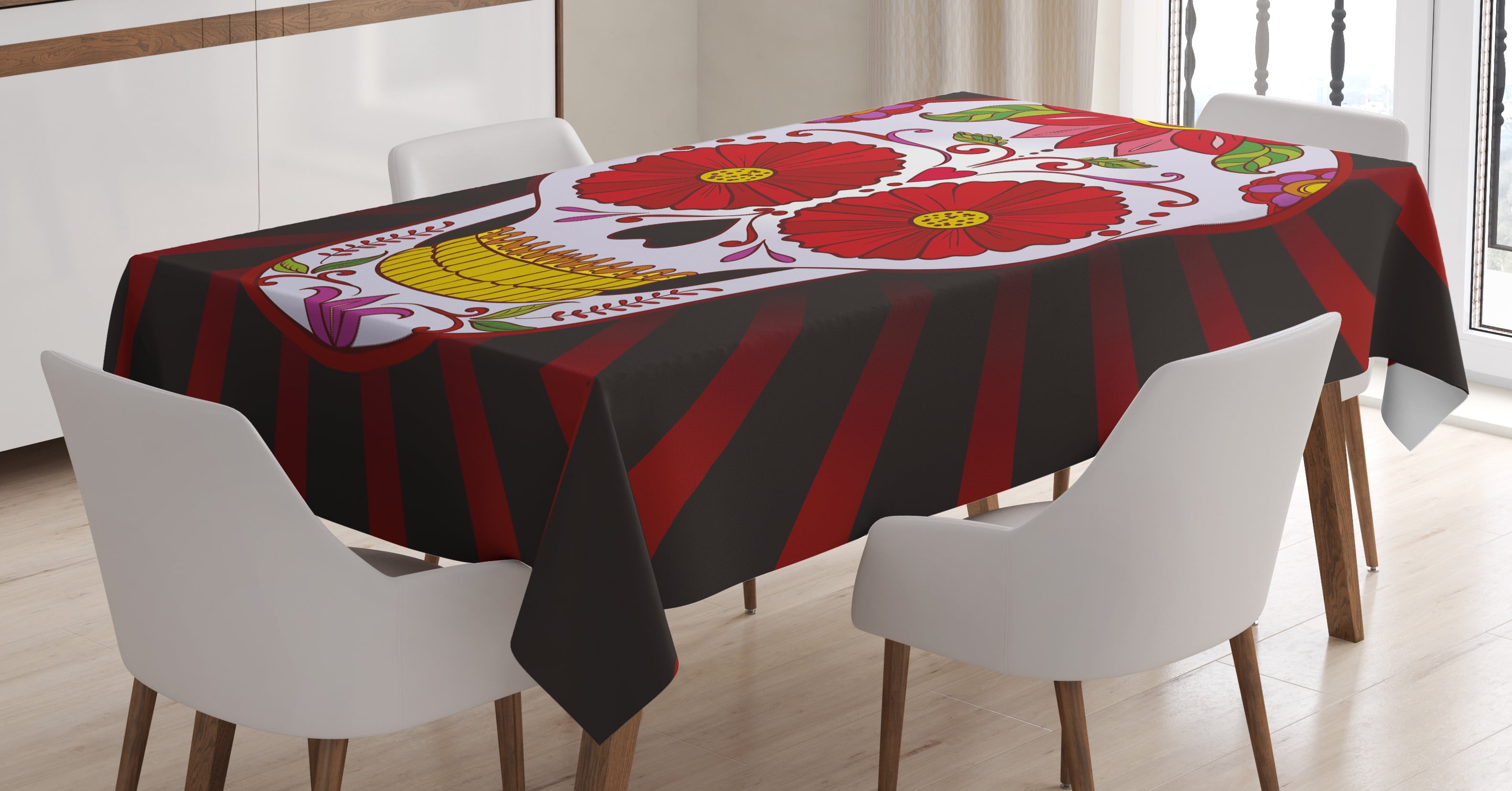Ambesonne Sugar Skull Tablecloth Rectangular Table Cover, Catrina Art ...