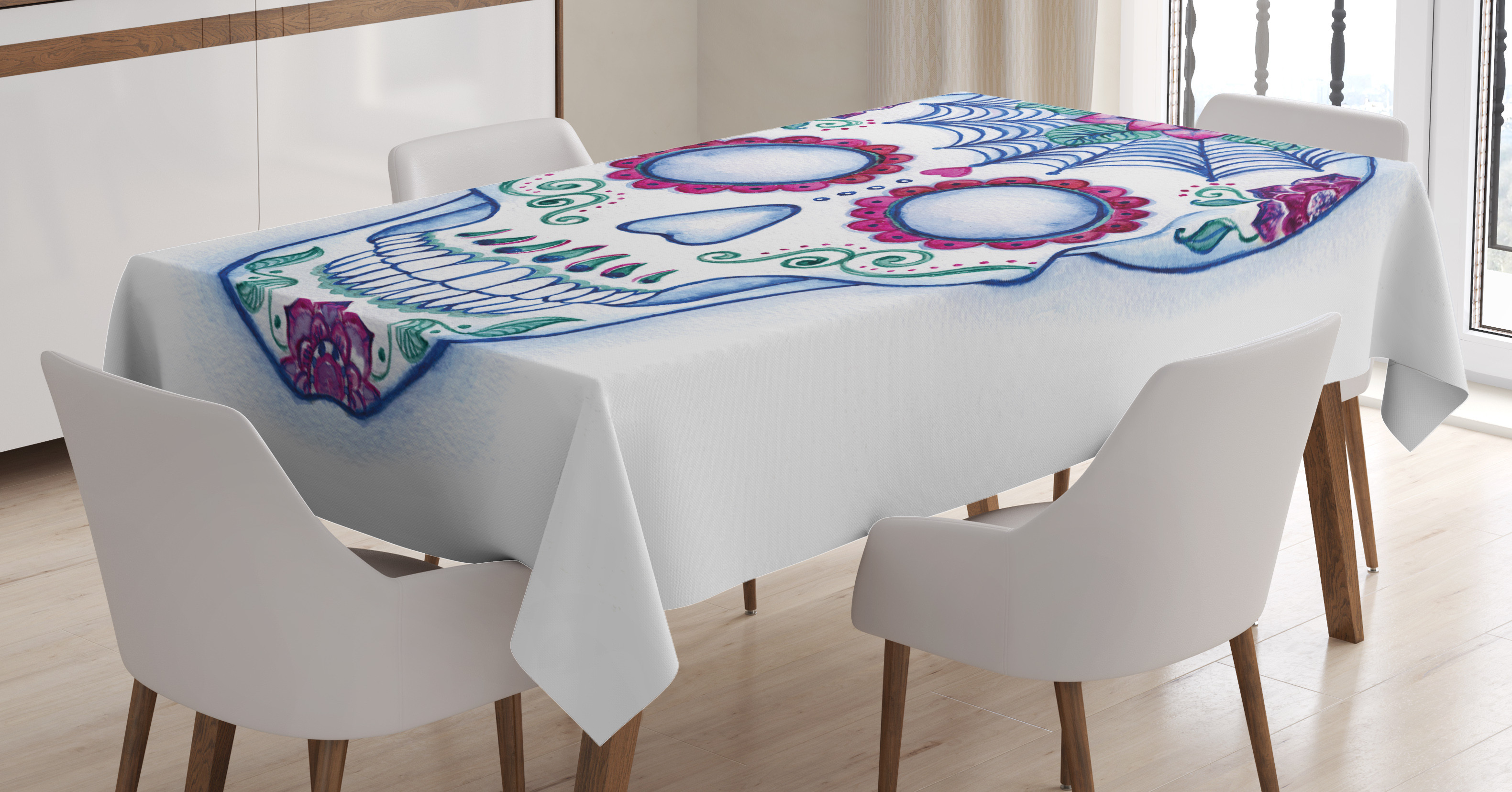 Ambesonne Sugar Skull Tablecloth Rectangular Table Cover, Colorful ...