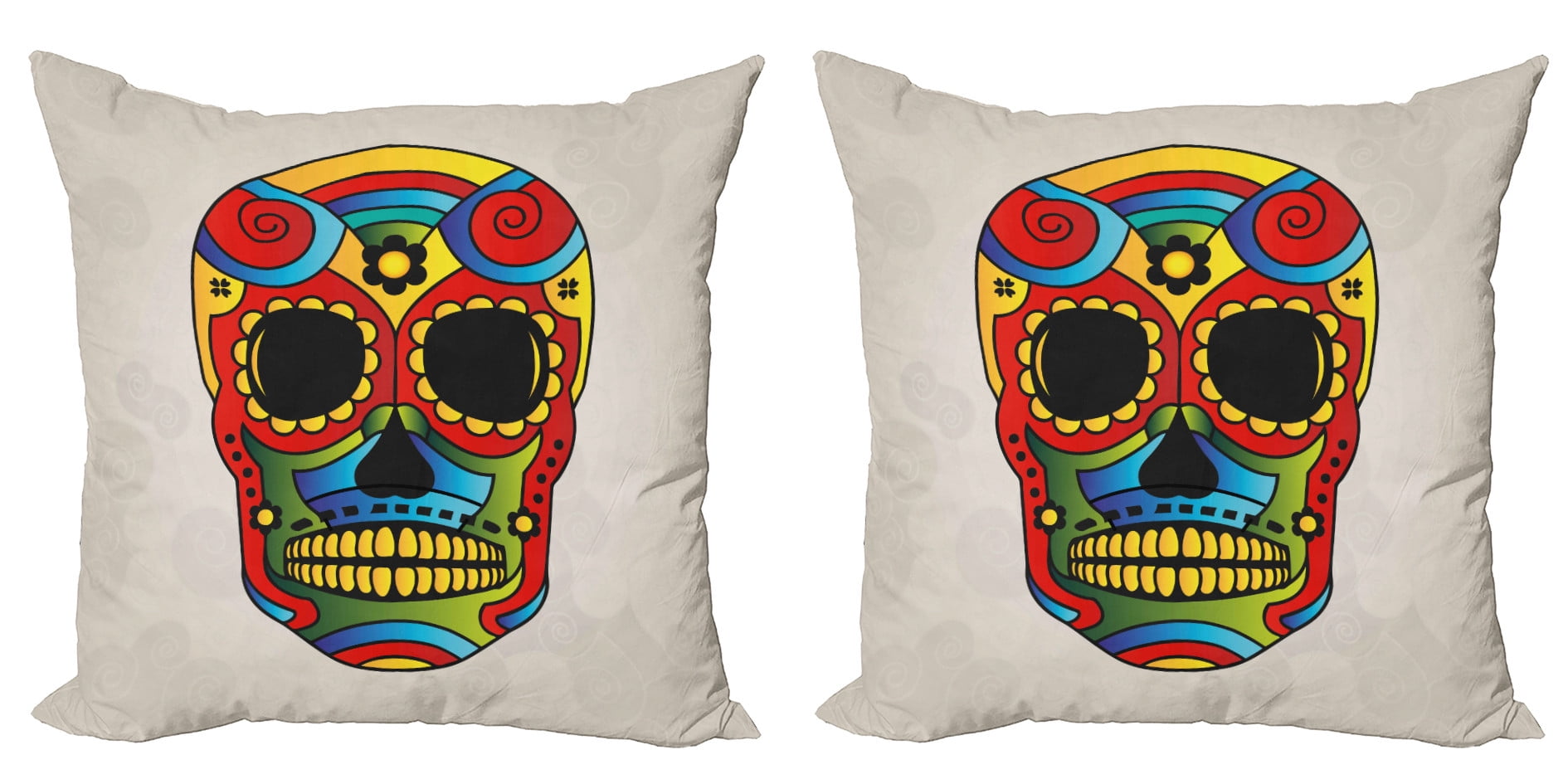Ambesonne Sugar Skull Throw Pillow Cover 2 Pack, Latin Macabre Myth, 18 ...