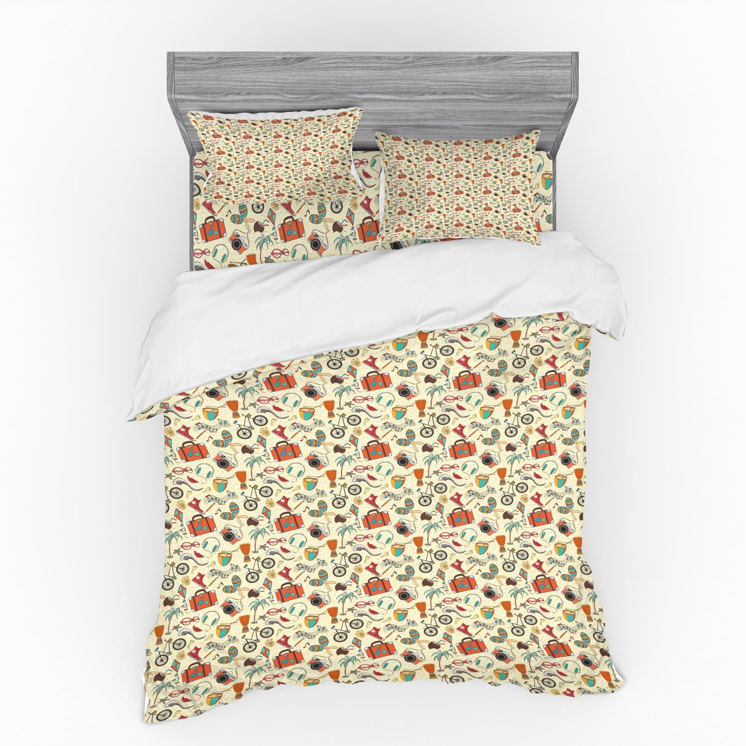 Ambesonne Summer Bedding Set 4 Pcs, Colorful Warm Beach Time, Queen ...