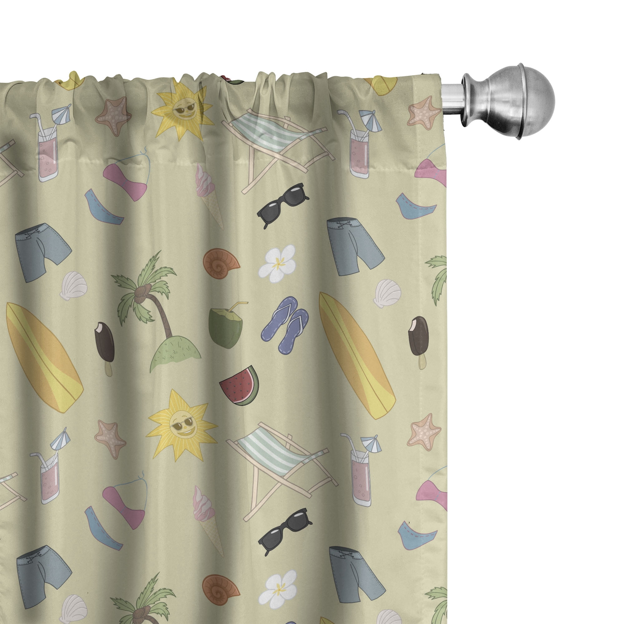 Ambesonne Summer Curtains, Travel Fun Exotic Beach, Pair of 28"x95 ...