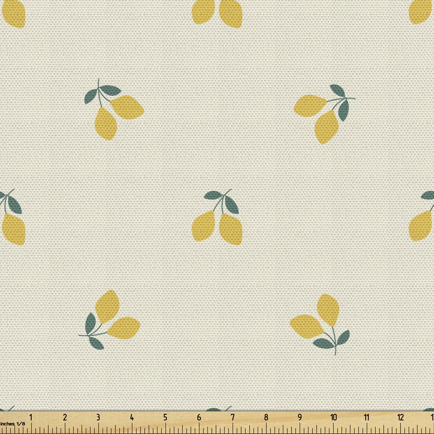 Ambesonne Summer Fabric by the Yard Upholstery, Leafy Lemon Fruit Pair ...