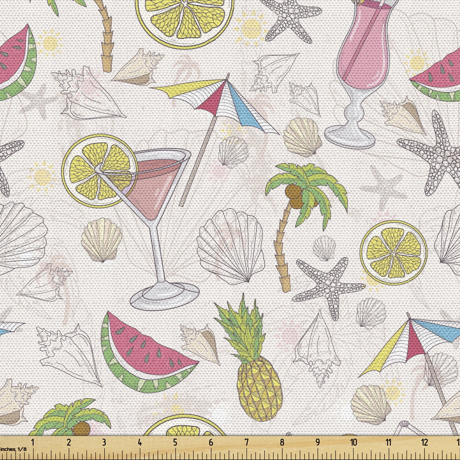 Ambesonne Summer Fabric by the Yard Upholstery, Watermelon Lemon ...