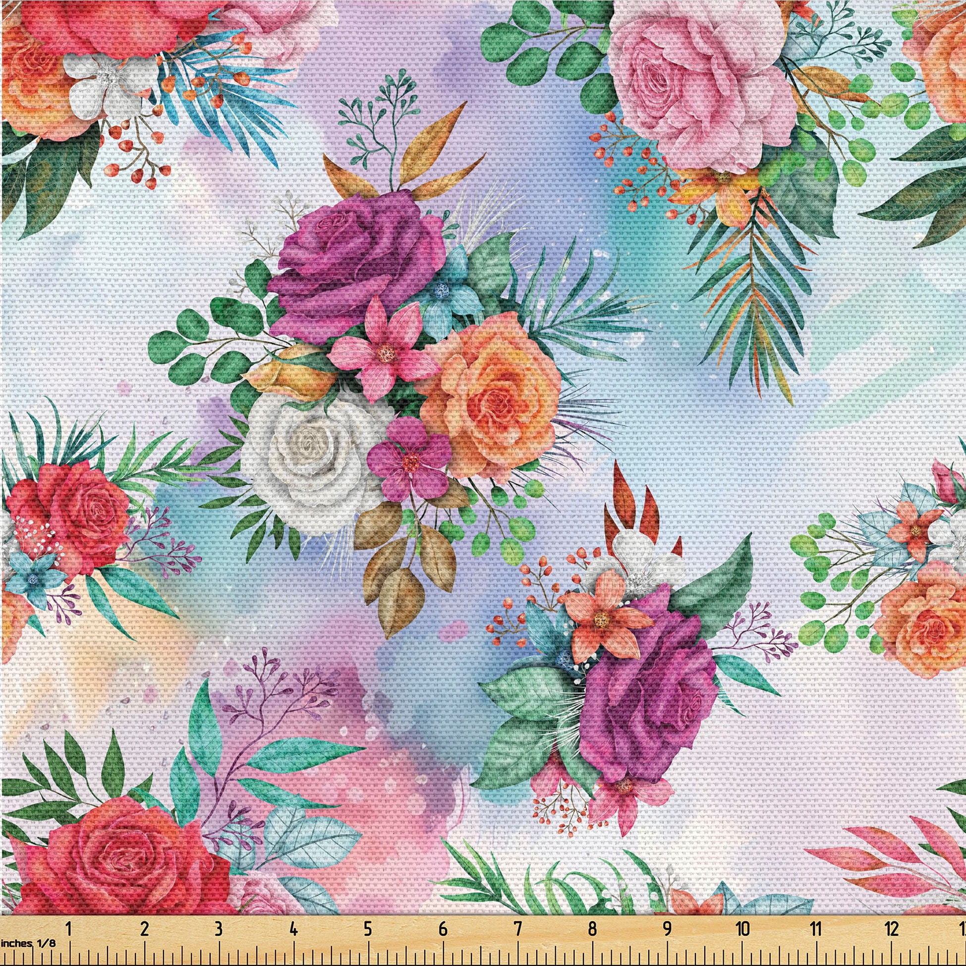 Ambesonne Summer Floral Fabric by the Yard Upholstery, Chill Garden ...