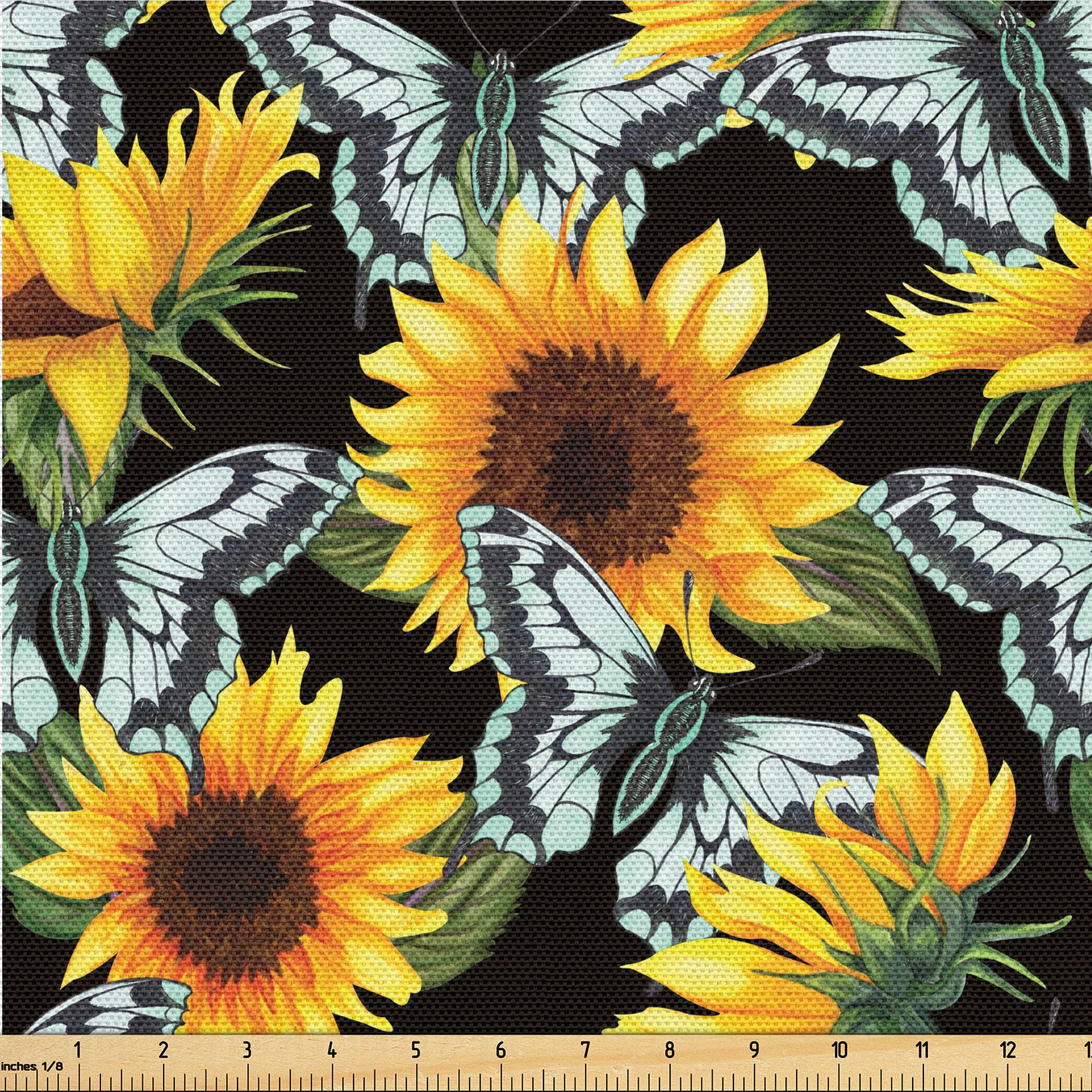 Ambesonne Summer Floral Fabric by the Yard Upholstery, Vintage ...