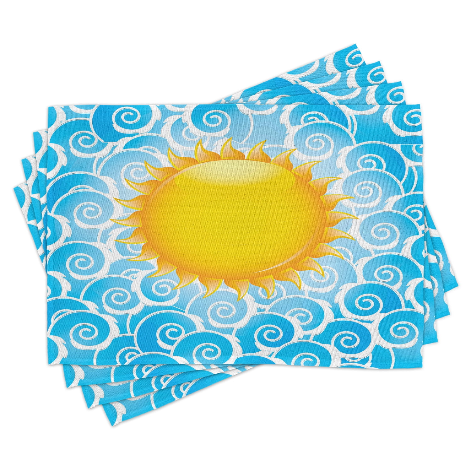 Ambesonne Summer Place Mats Set of 4, Holiday Joy Ocean Sea, Standard ...