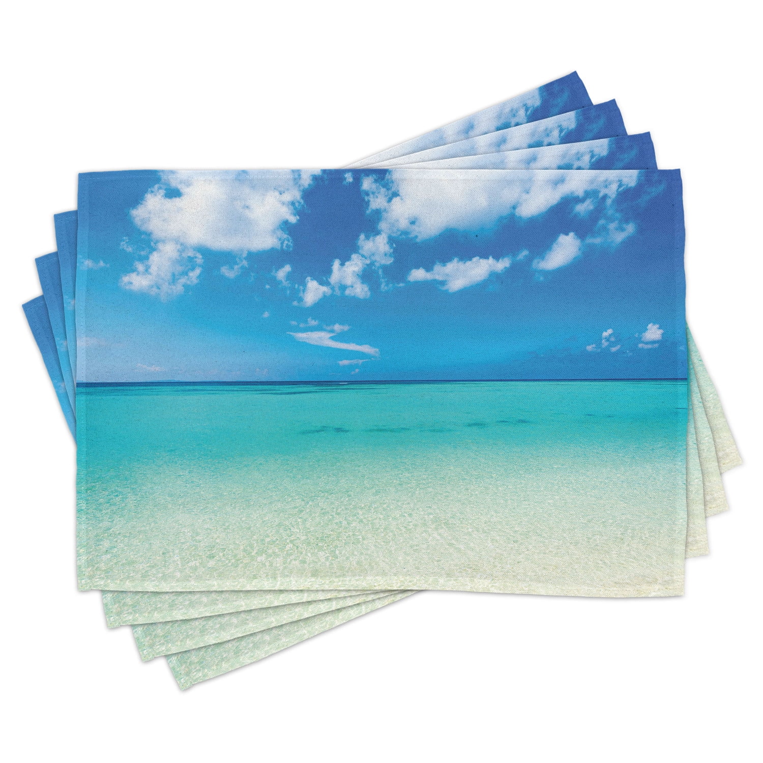 Ambesonne Summer Place Mats Set of 4, Ocean Dreamy Sea Beach, Standard ...