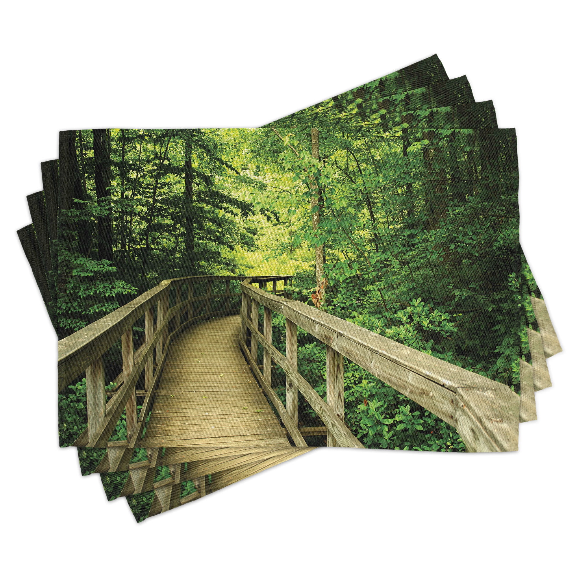Ambesonne Summer Place Mats Set of 4, Scenic View Environment, Standard ...