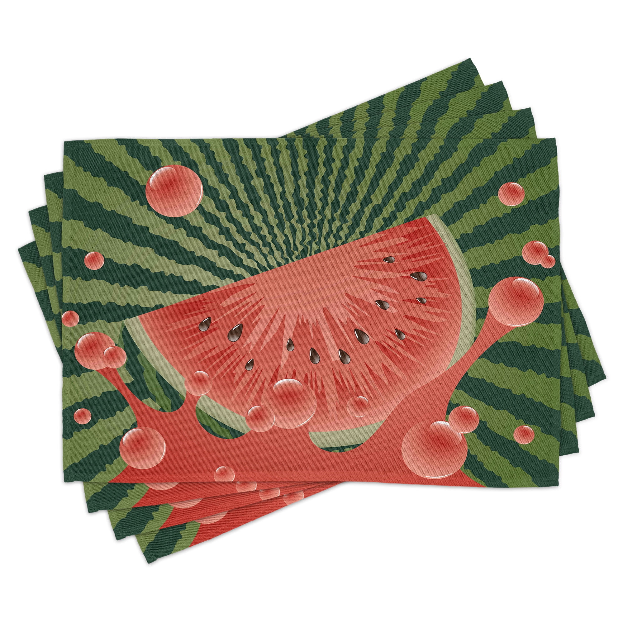 Ambesonne Summer Place Mats Set of 4, Watermelon Splashing Juice ...