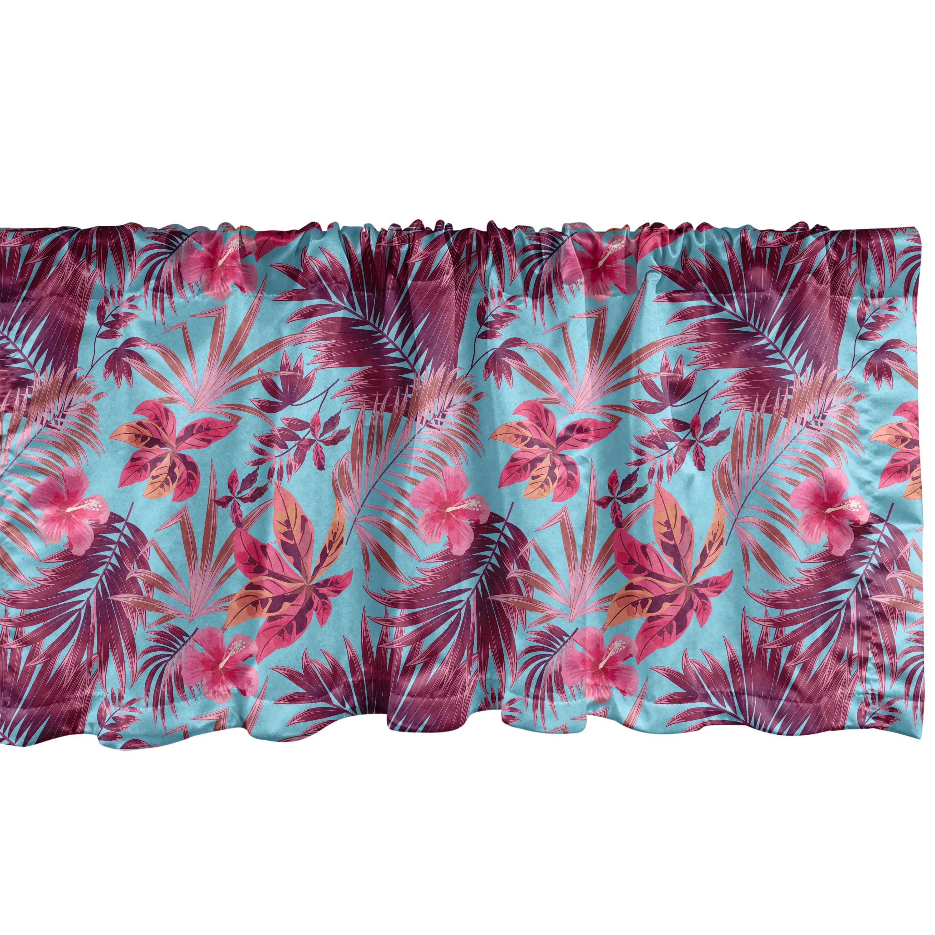 Ambesonne Summer Window Valance, Hawaiian Art Jungle Blooms, 42" x 18 ...