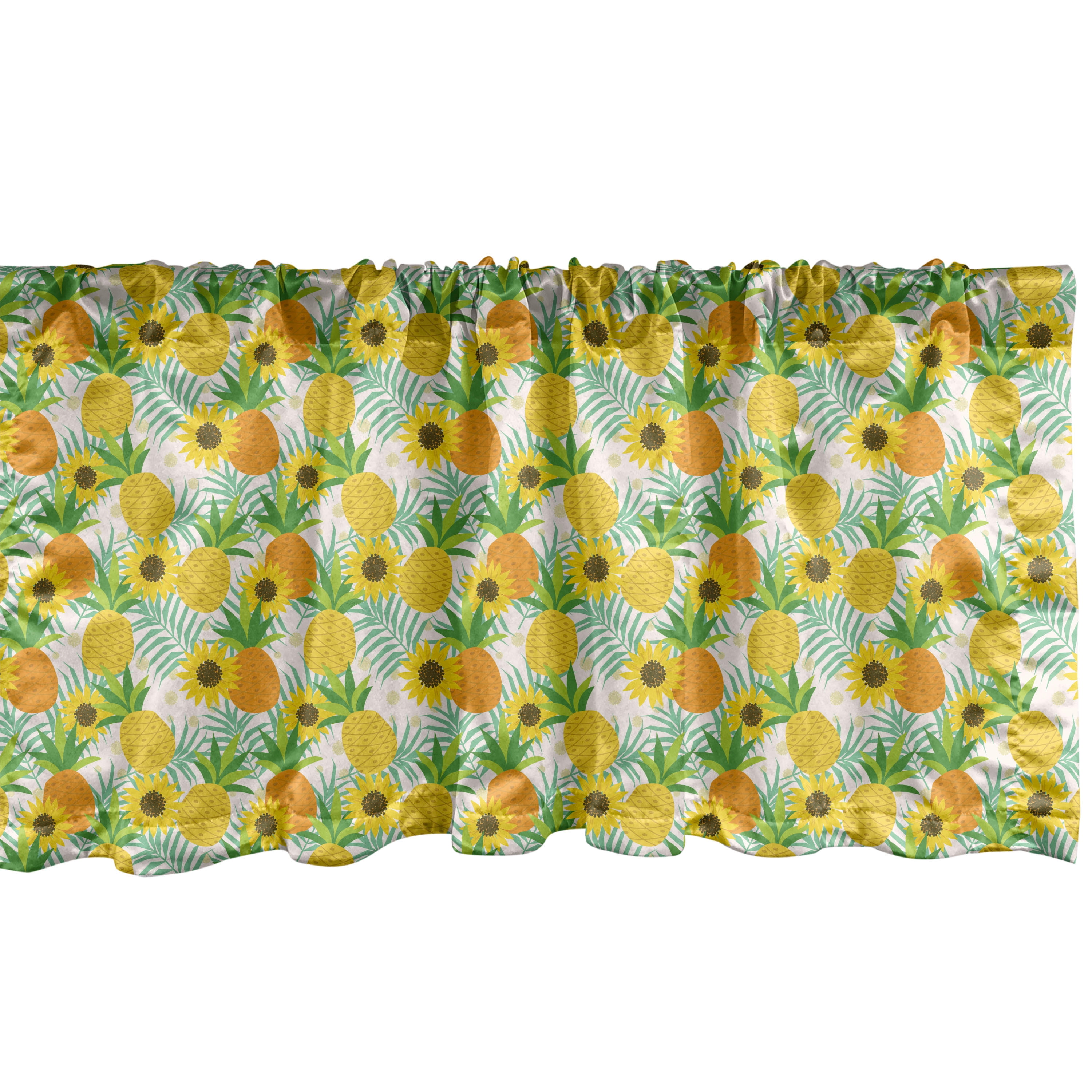 Ambesonne Summer Window Valance, Sunflowers and Pineapples, 42" x 12 ...