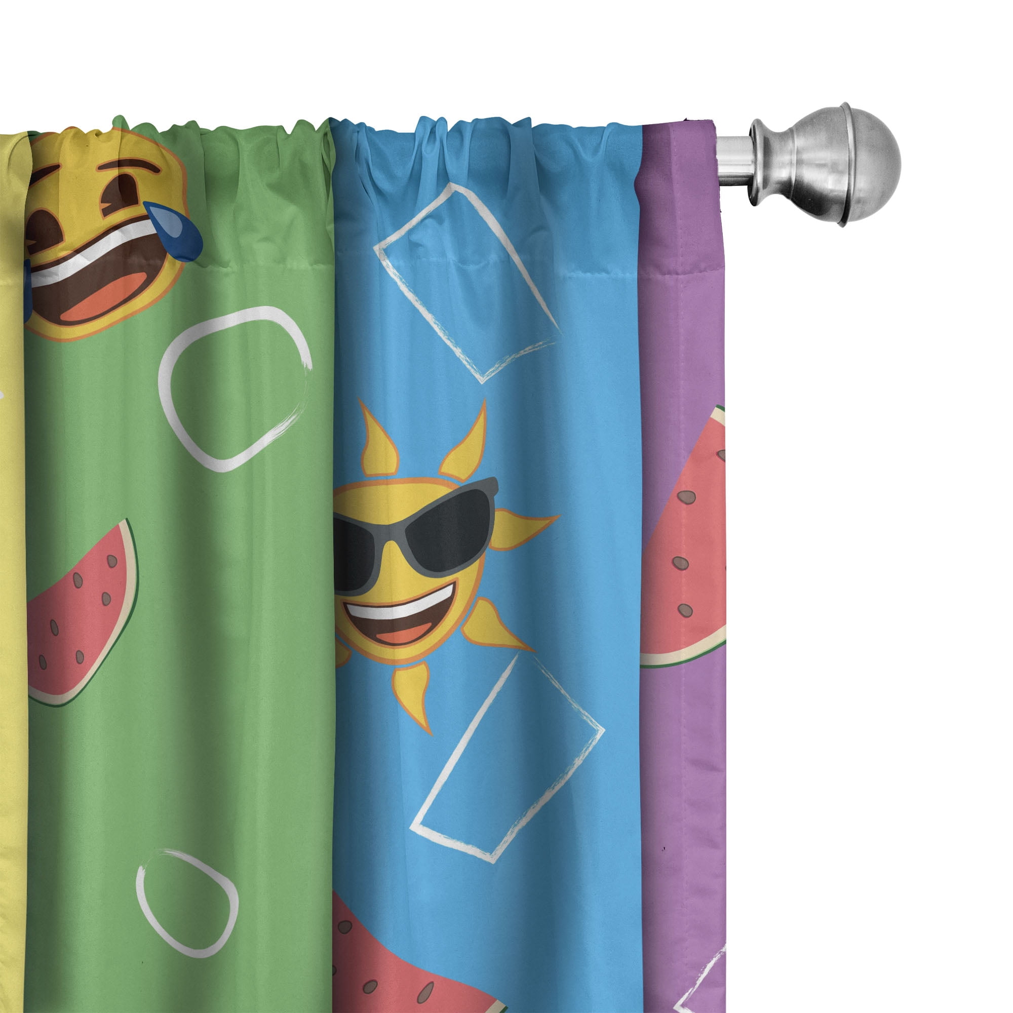 Ambesonne Sun Emoji Curtains, Pile of Poo Sun Funny, Pair of 28"x84 ...