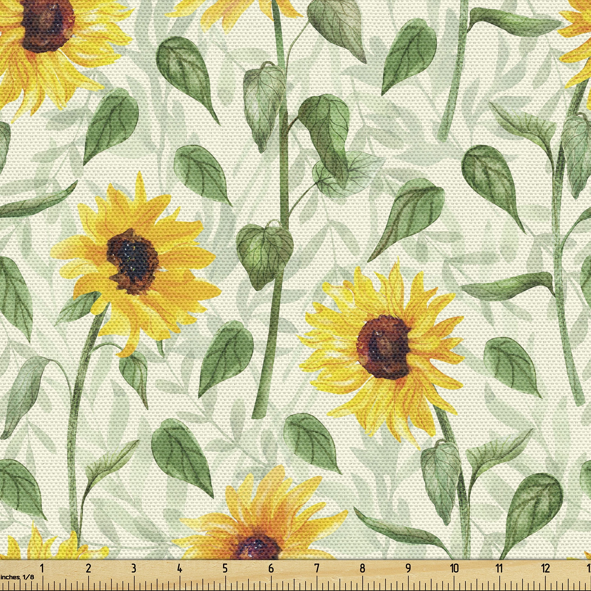 Ambesonne Sunflower Fabric by the Yard Upholstery, Summer Flowers ...
