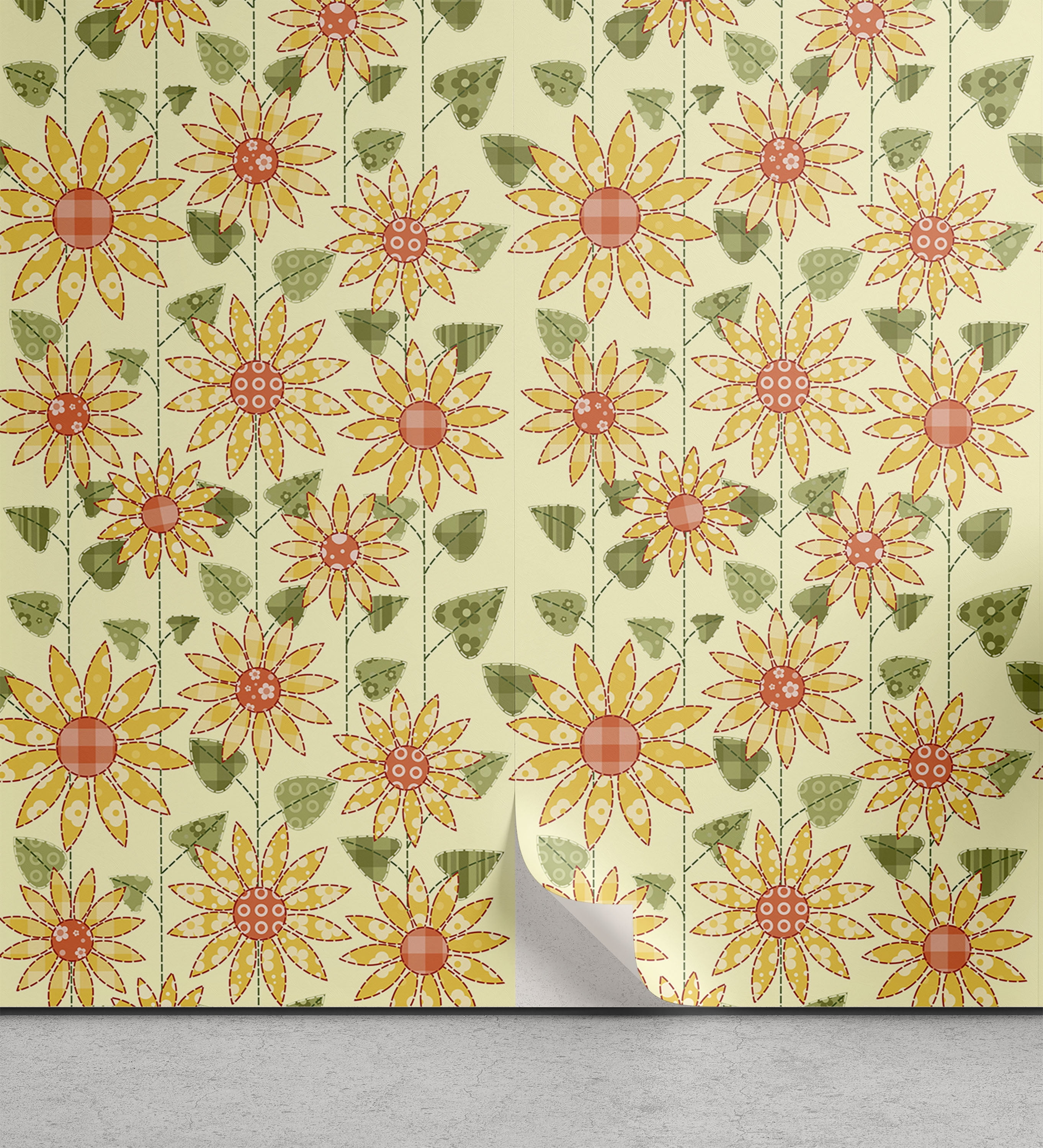 Ambesonne Sunflower Peel & Stick Wallpaper for Home, Patchwork Style ...