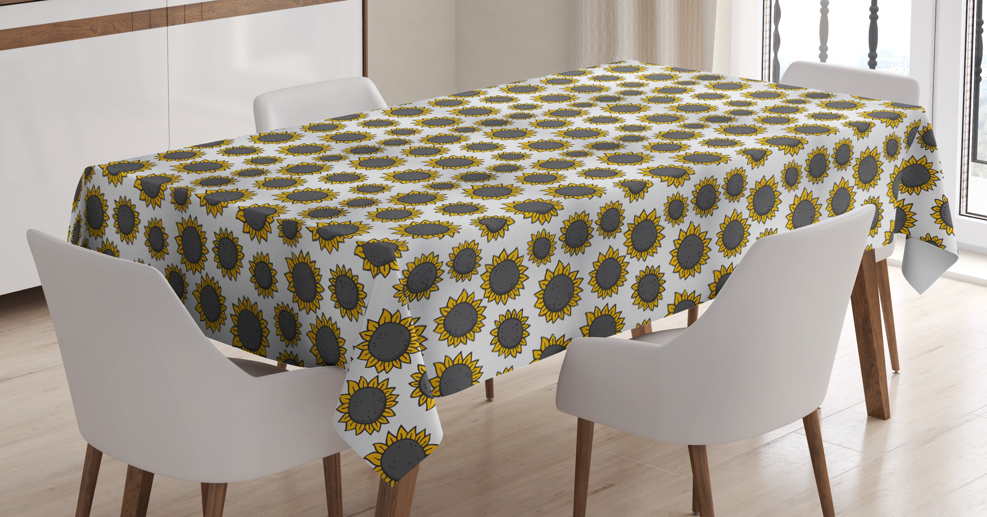 Ambesonne Sunflower Tablecloth Rectangular Table Cover, Simple Hand ...