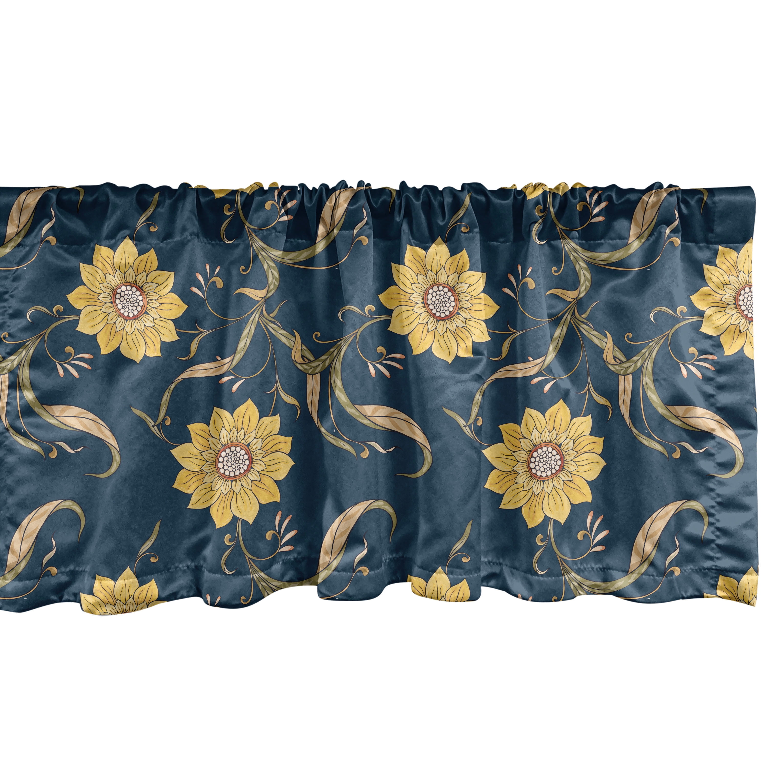 Ambesonne Sunflower Window Valance, Helianthus Floral Petals, 54" X 12 ...