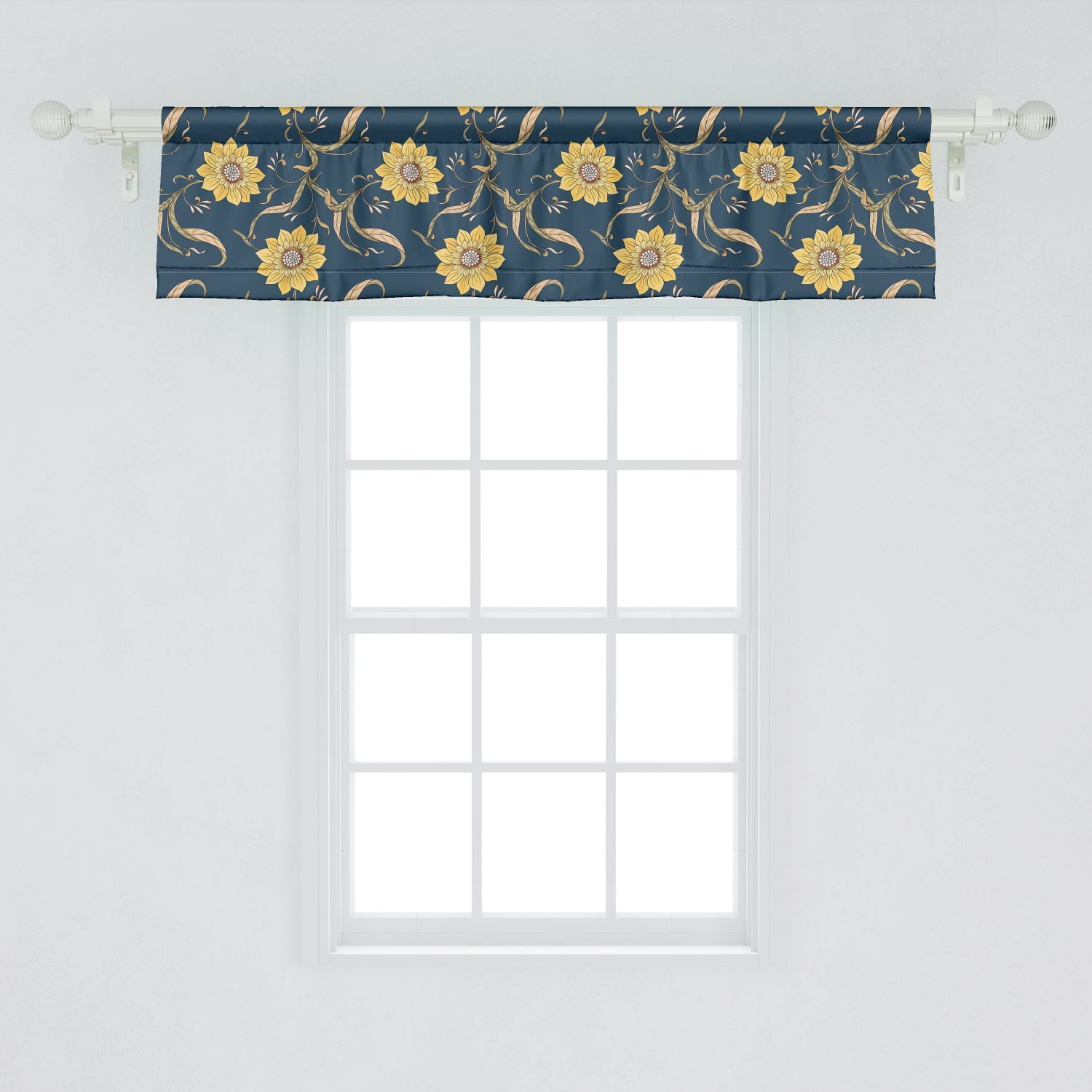 Ambesonne Sunflower Window Valance, Helianthus Floral Petals, 54" X 12 ...