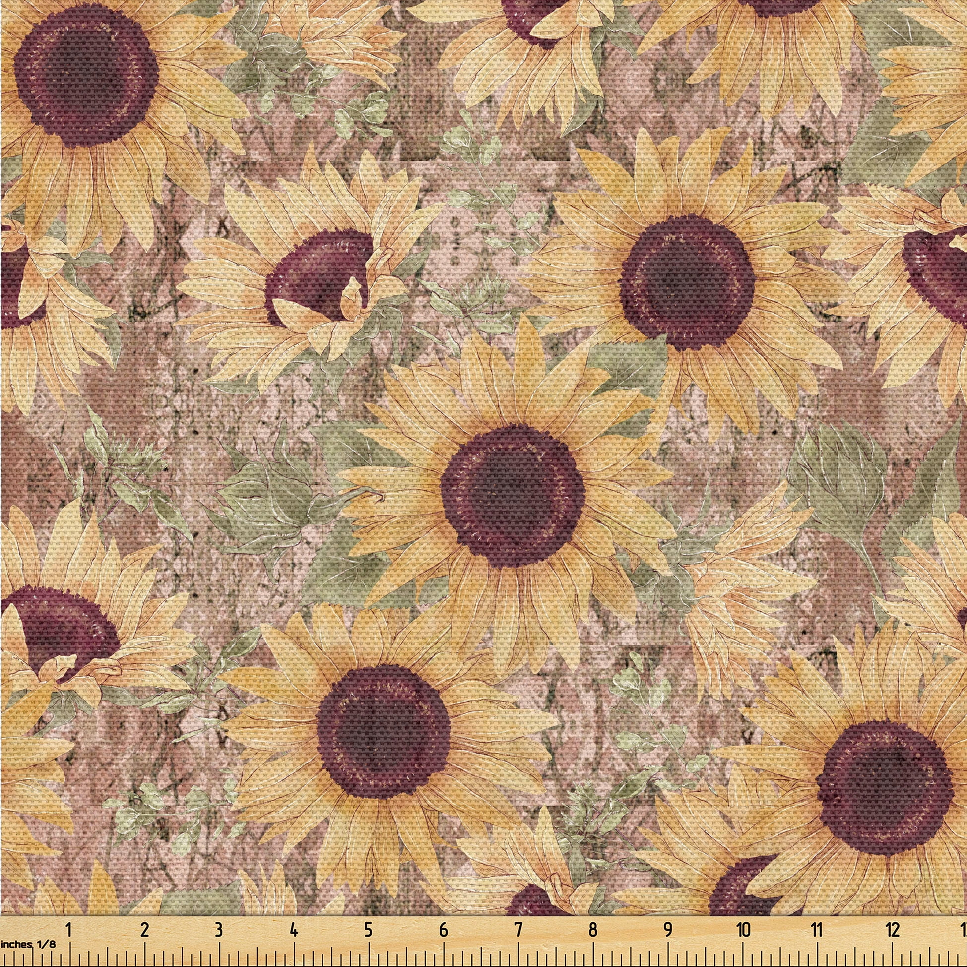 Ambesonne Sunflowers Fabric by the Yard Upholstery, Summer Flowers ...