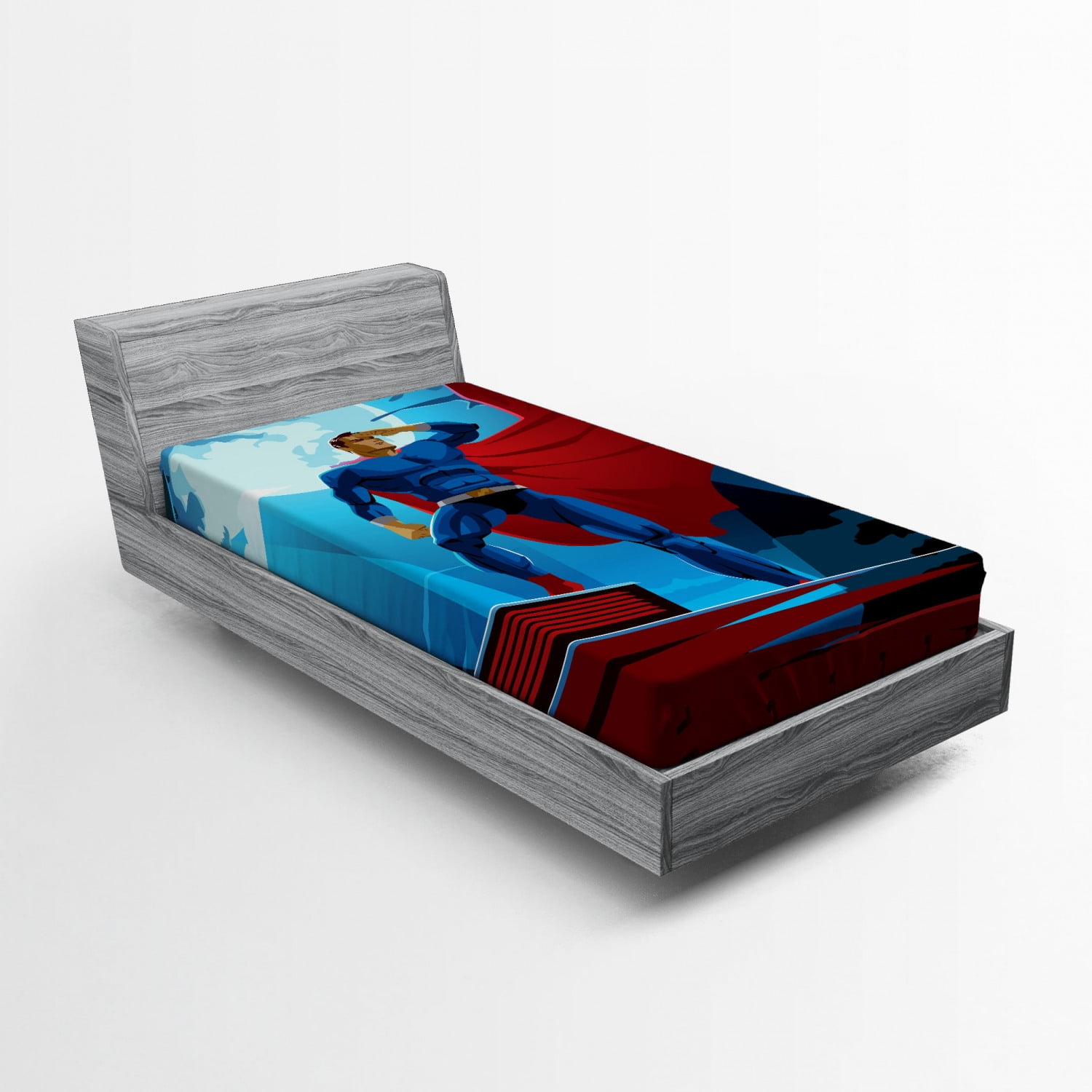 Ambesonne Superhero Fitted Sheet, Retro Cartoon Heros, Twin XL Size ...
