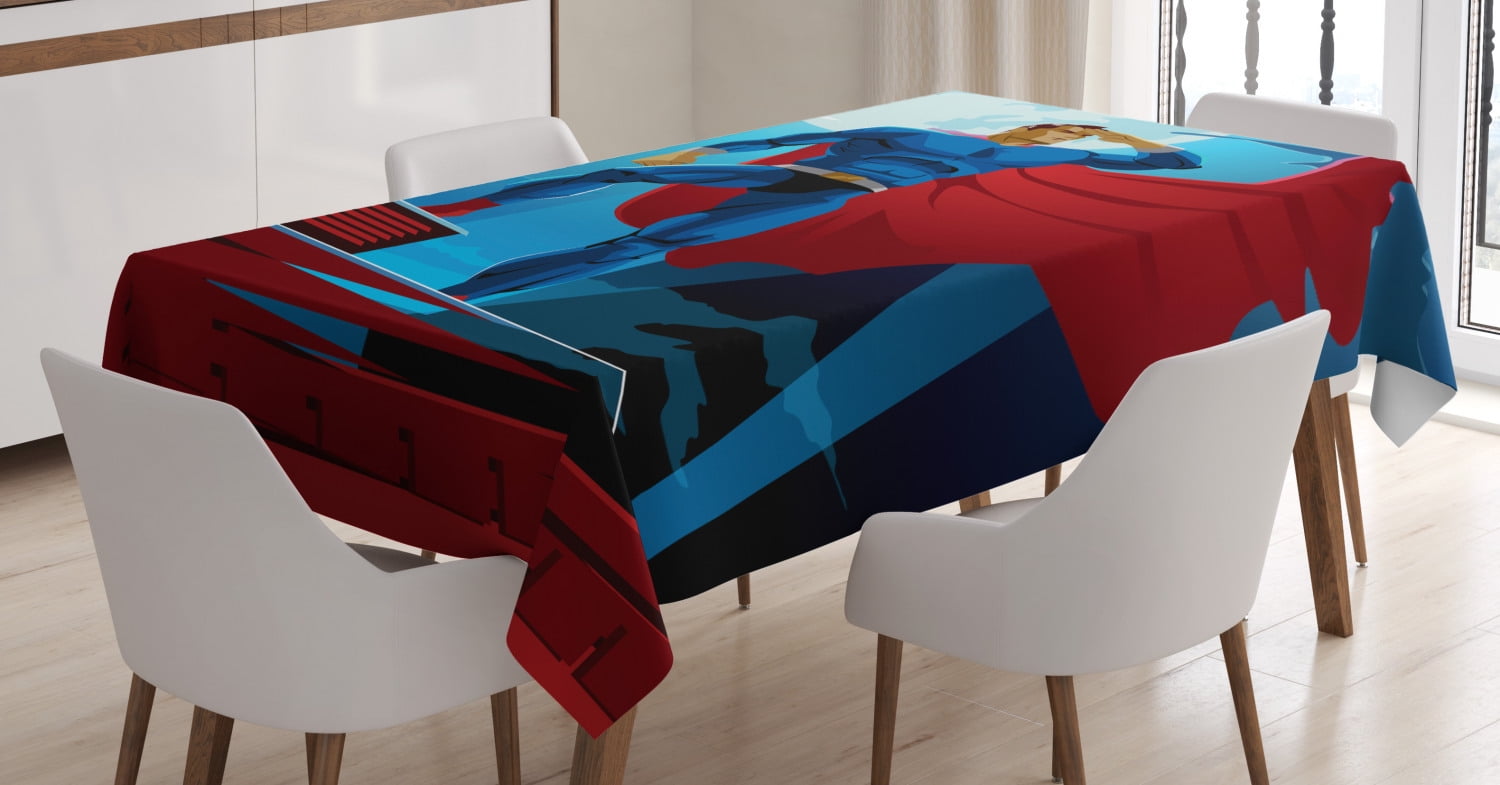 Ambesonne Superhero Tablecloth Rectangular Table Cover, Retro Cartoon ...