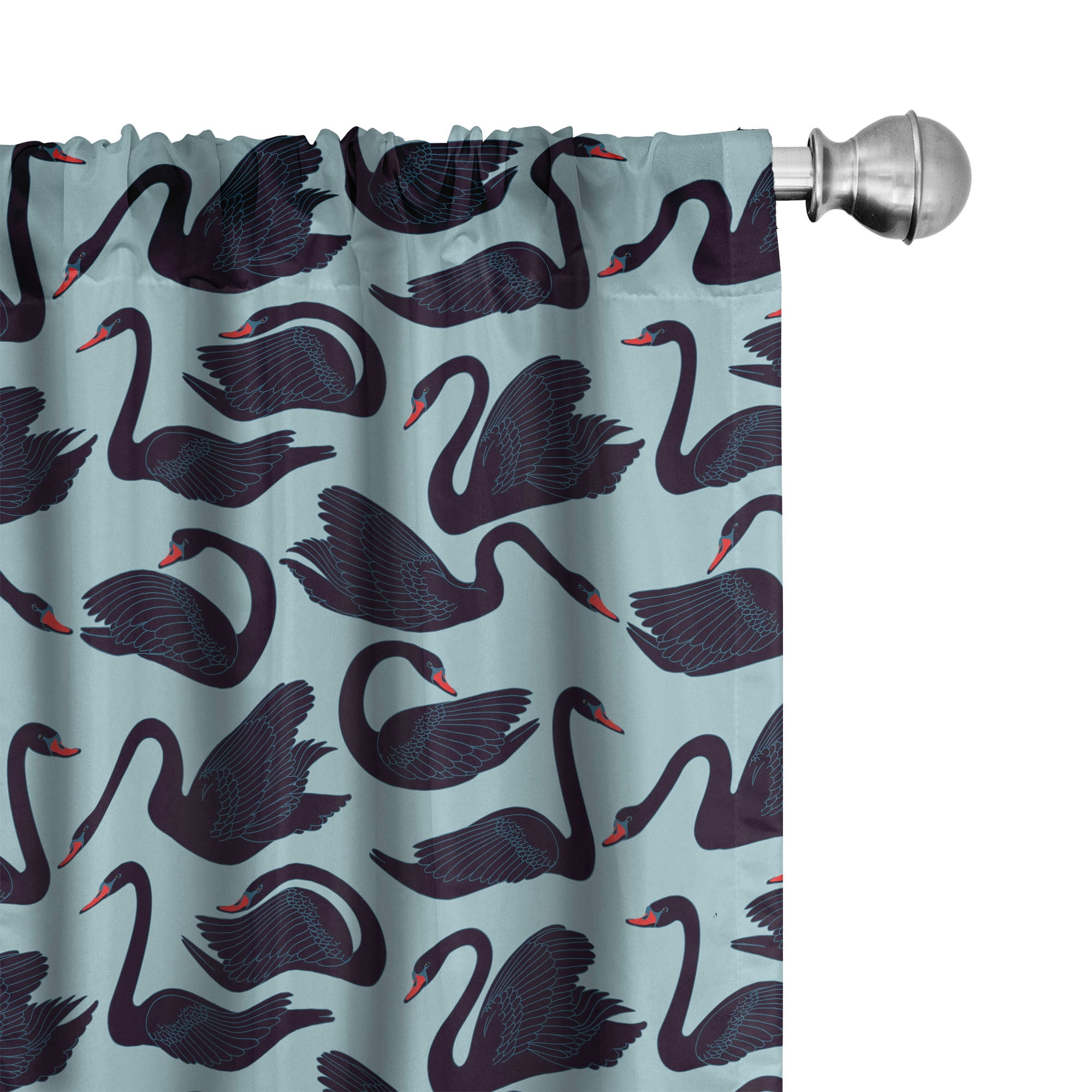 Ambesonne Swan Curtains, Long Necked Aquatic Bird, Pair of 28"x95 ...