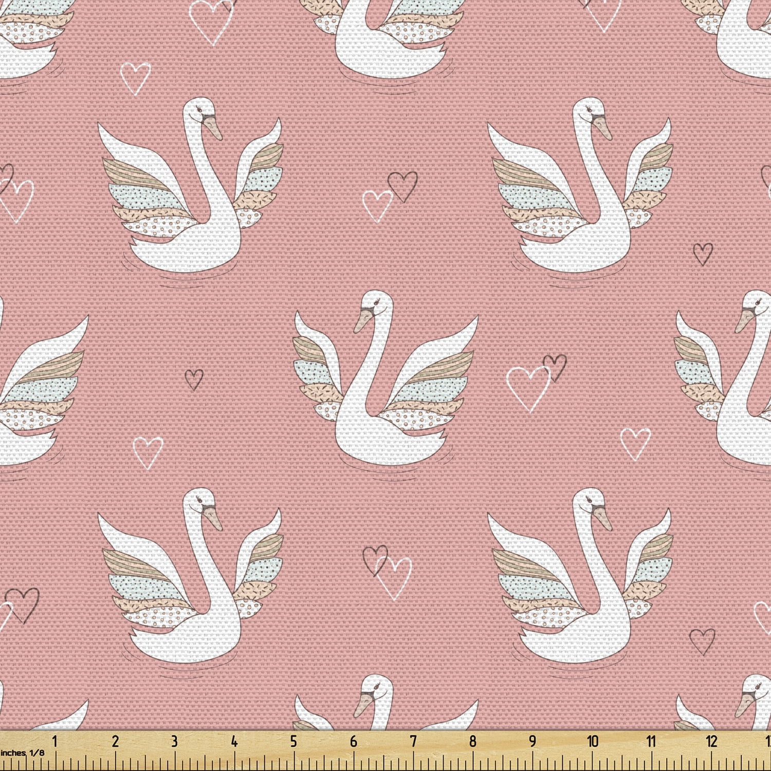 Ambesonne Swan Fabric by the Yard Upholstery, Patterned Wings and ...