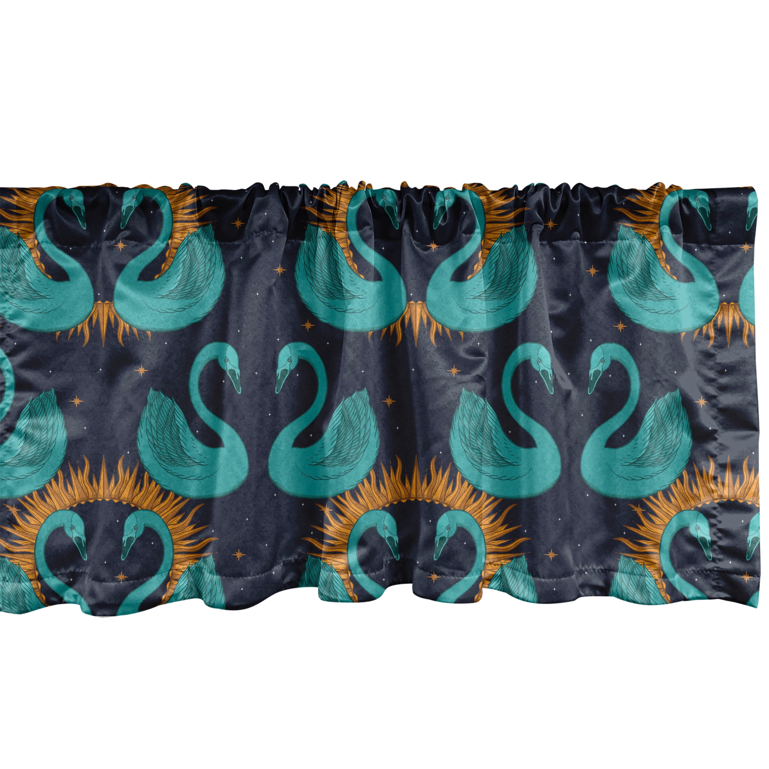 Ambesonne Swan Window Valance, Aquatic Birds and Sun Pattern, 42" x 18 ...