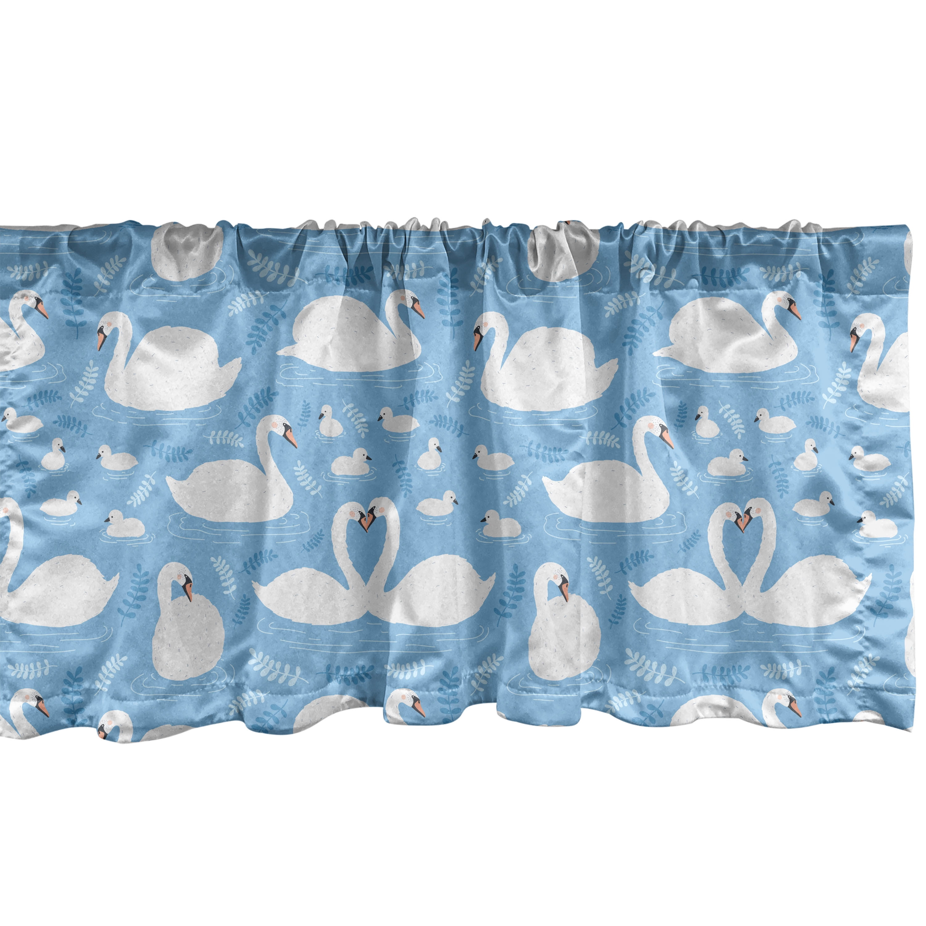 Ambesonne Swans Window Valance, Repetitive White Aquatic Bird and ...