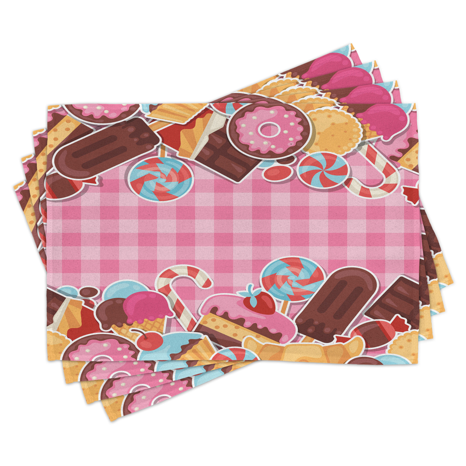 Ambesonne Sweets Place Mats Set of 4, Candy Cookie Sugar Cake, Standard ...