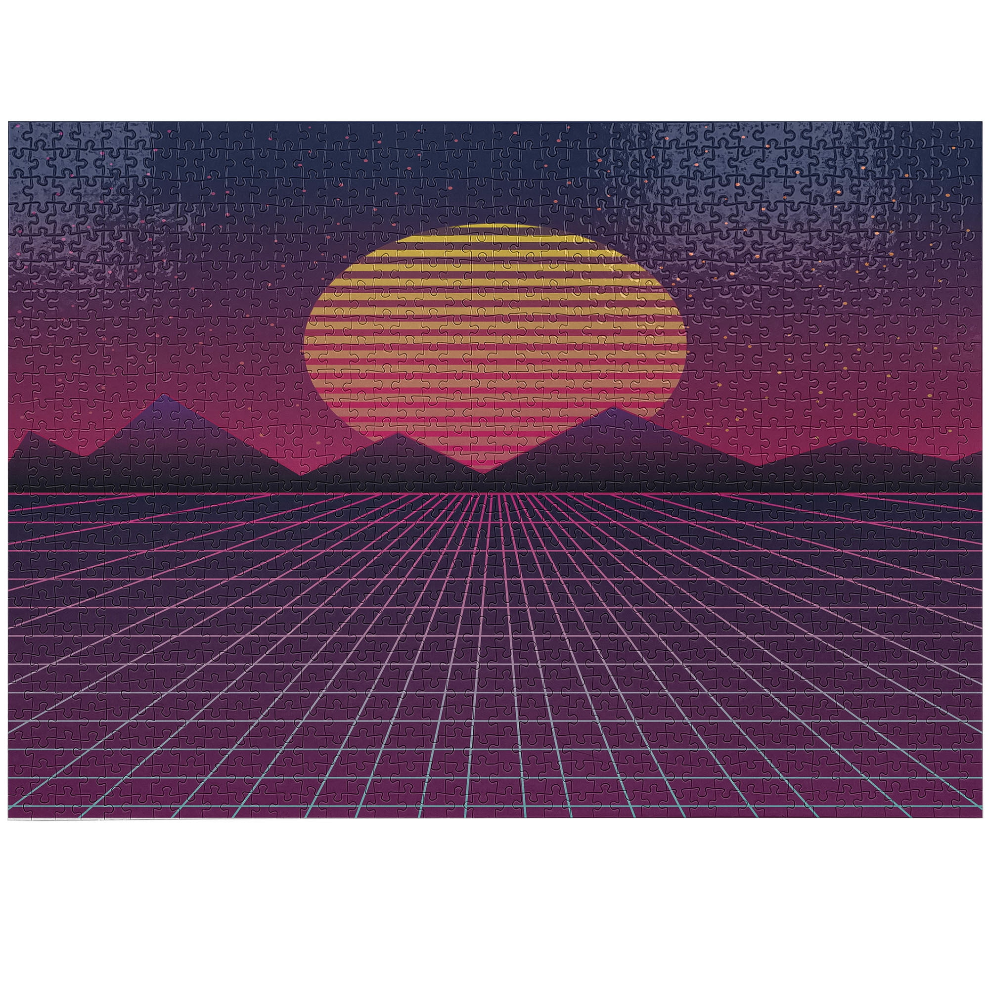 Ambesonne Synthwave Jigsaw Puzzle Durable Cardboard, Striped Sun and ...