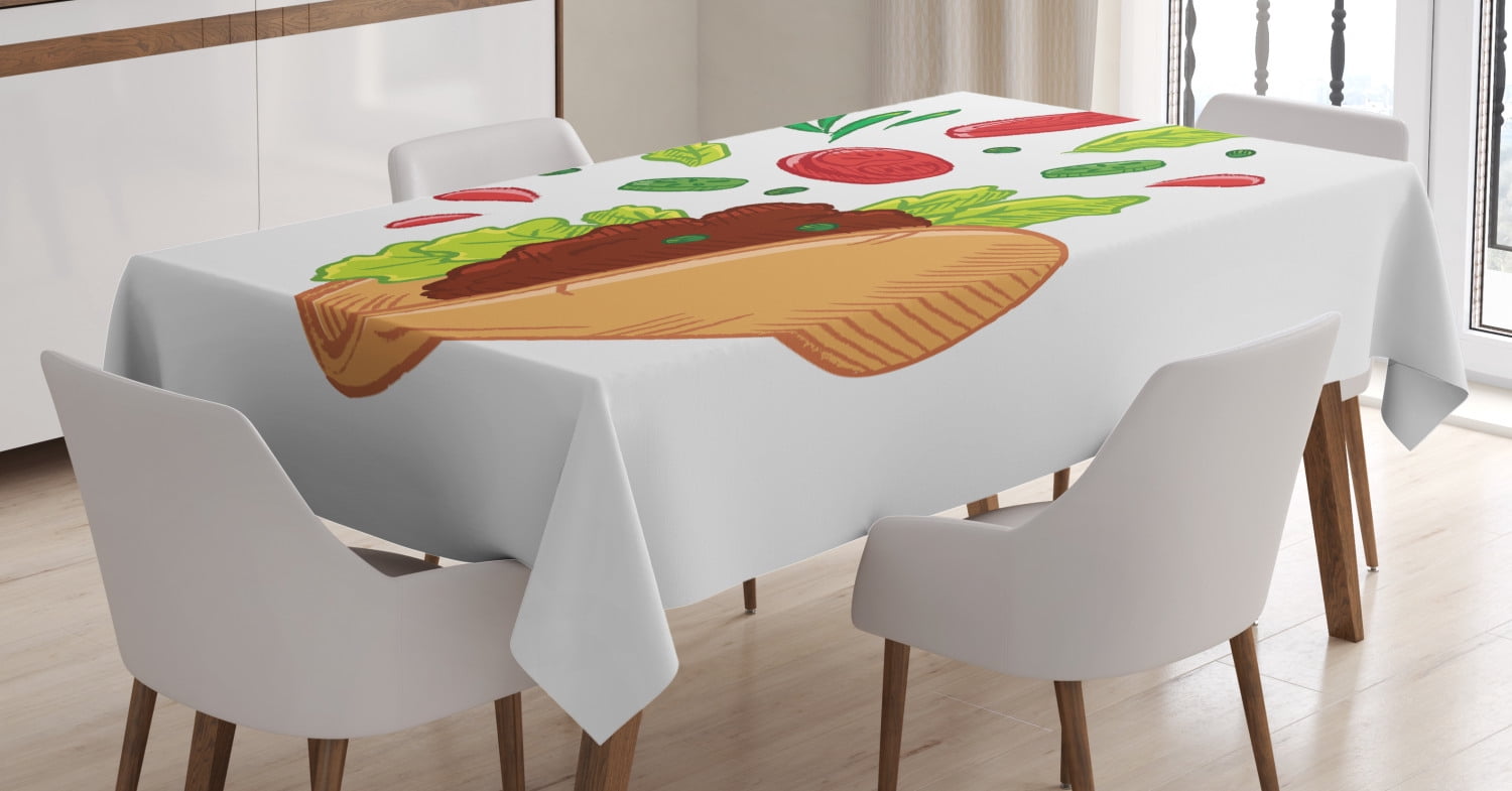 Ambesonne Taco Tablecloth Rectangular Table Cover, Mexican Tortilla ...